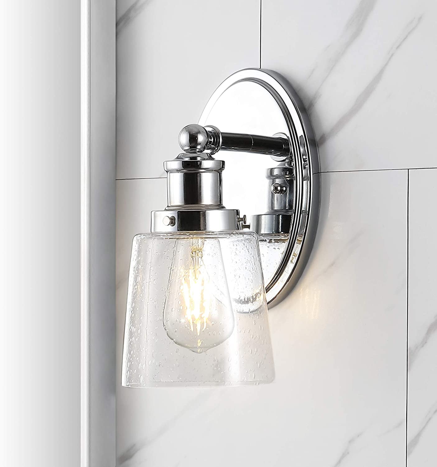 Eyely EYL7530A Boletus 5" 1-Light Iron/Seeded Glass Classic Cottage LED ...