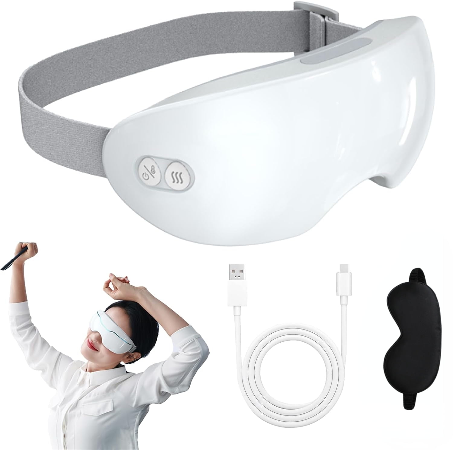 Eyerelis Steam Therapy Mask, 2 Levels Adjustable Smart Hot & Cold Steam ...