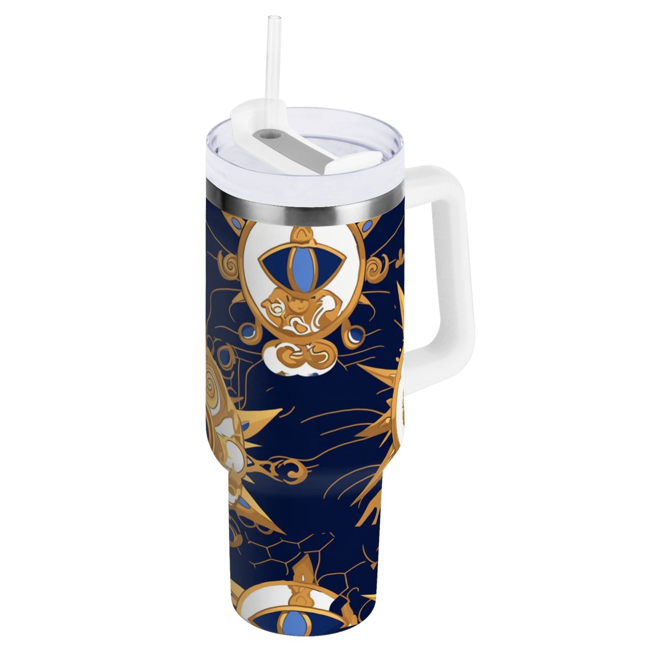 Eyes Bohomia Tumbler with Handle and Straw Insulated Travel Mug ...