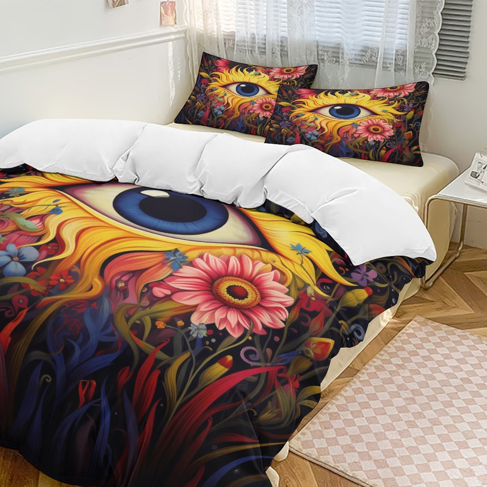 Eyes Combined with Flowers 3D Duvet Cover Set Quilt Cover Theme for ...