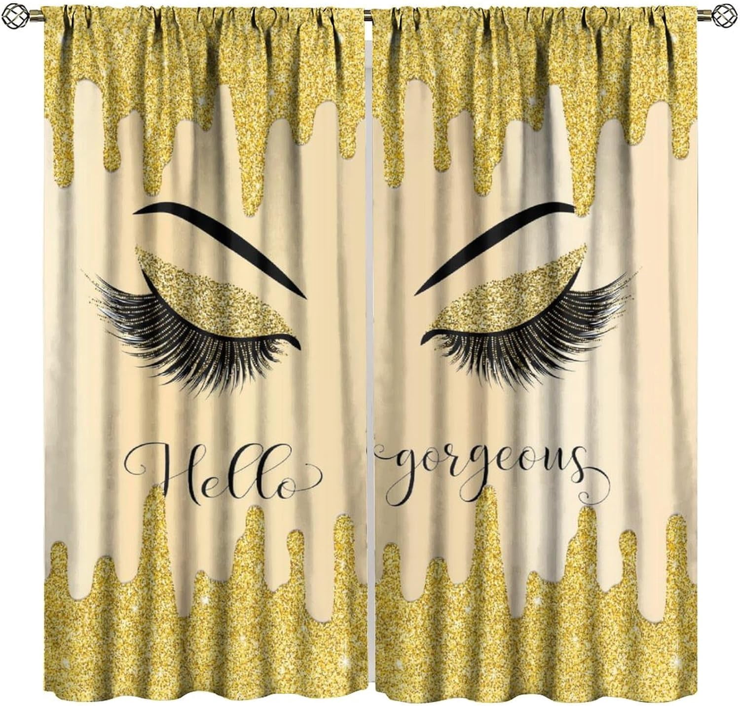 Eyes Eyelash Curtains,Golden Pretty Eyelashes You Gorgeous Modern ...