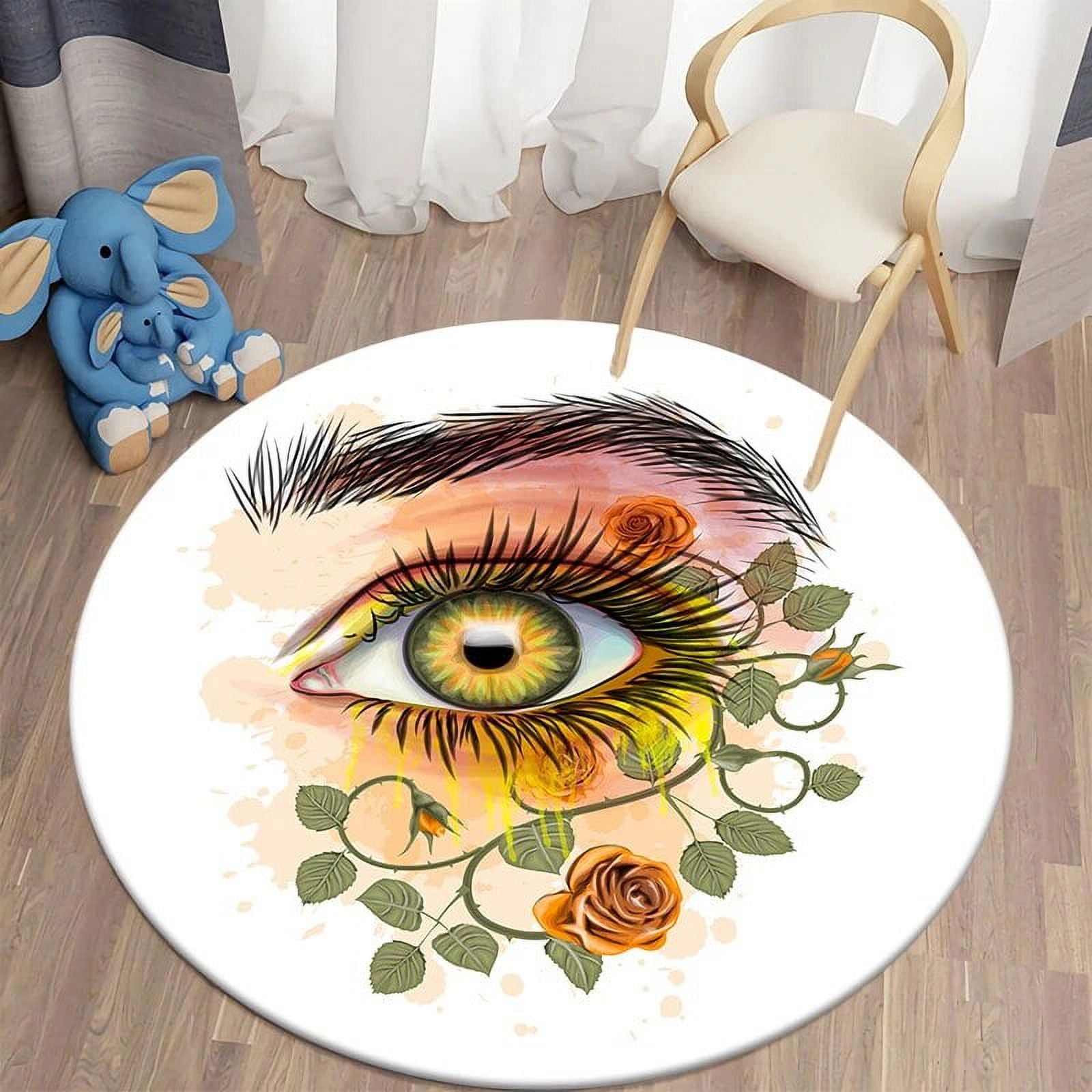 Eyes Lips Kawaii Printed Round Carpet Machine Washable Children's ...