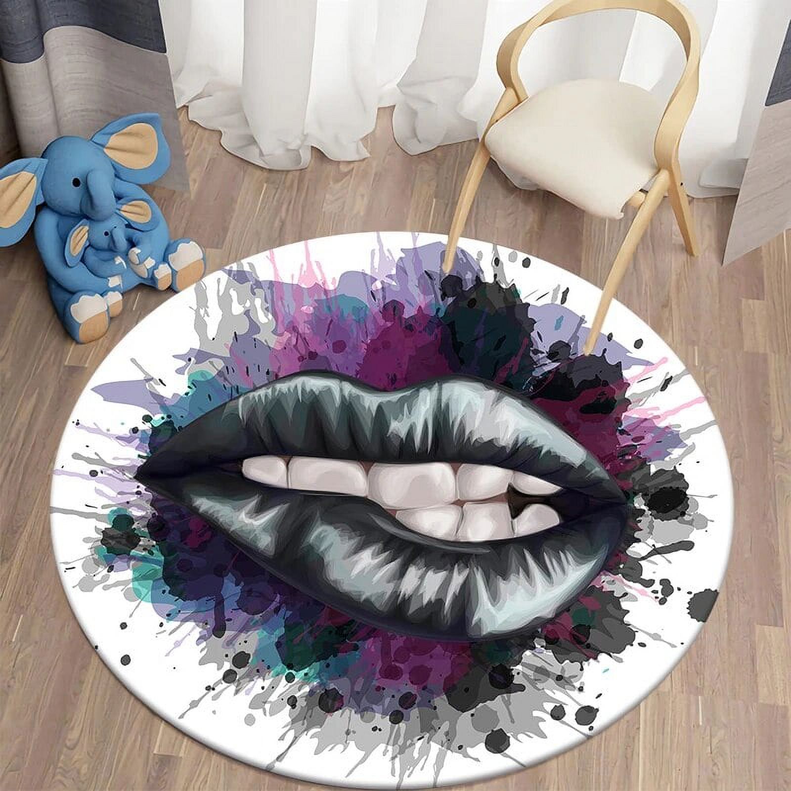 Eyes Lips Round Carpet Cartoon Printed Area Rugs rative Round Rugs for ...
