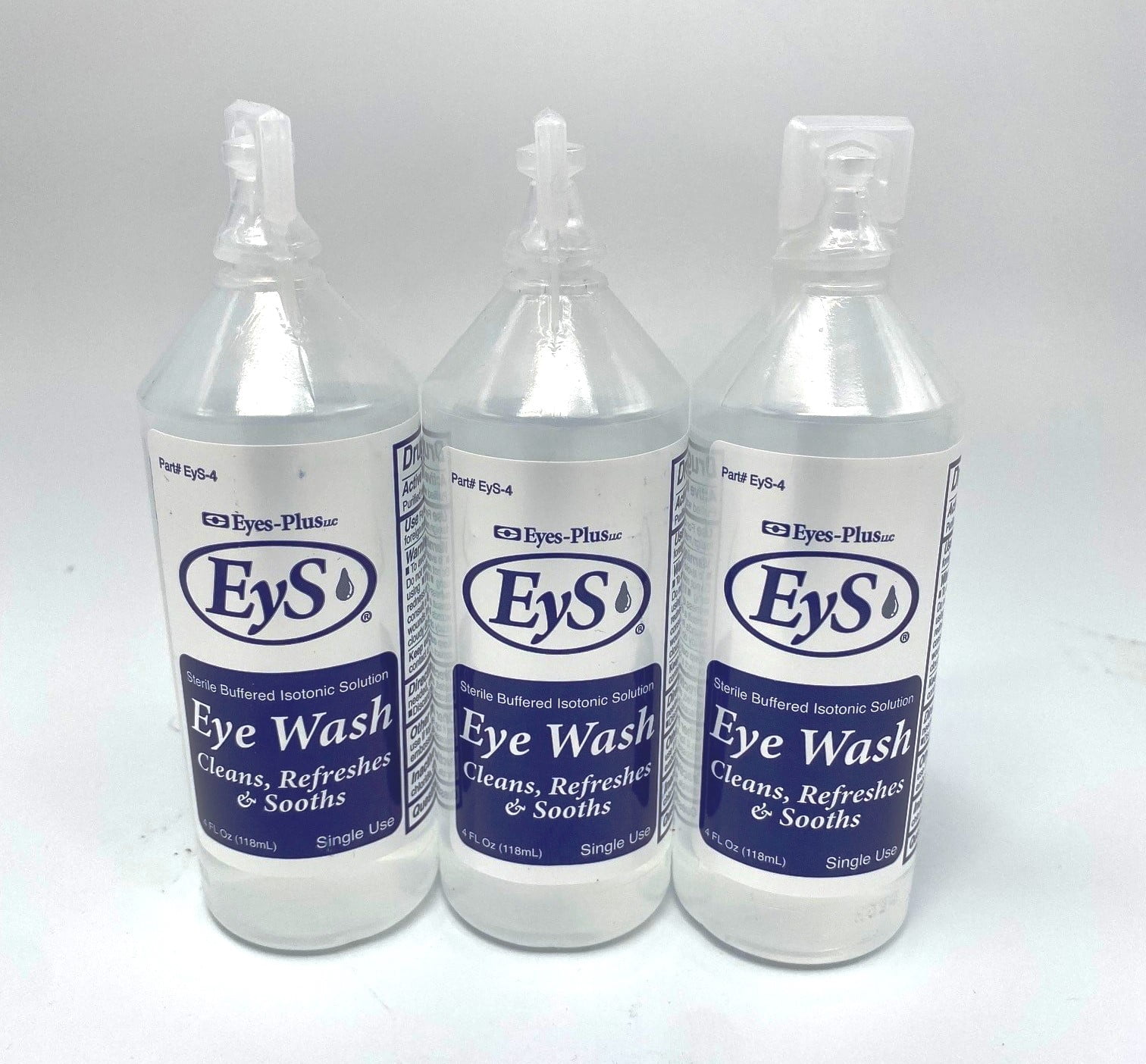 Eyes-Plus Sterile Buffered Isotonic Eye Wash Solution, 4 oz Bottles, 3 ...