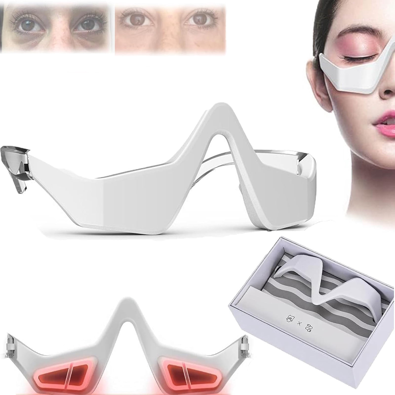 Under Eyes Red Light Therapy Massager Glasses,Microcurrent Eye face led ...