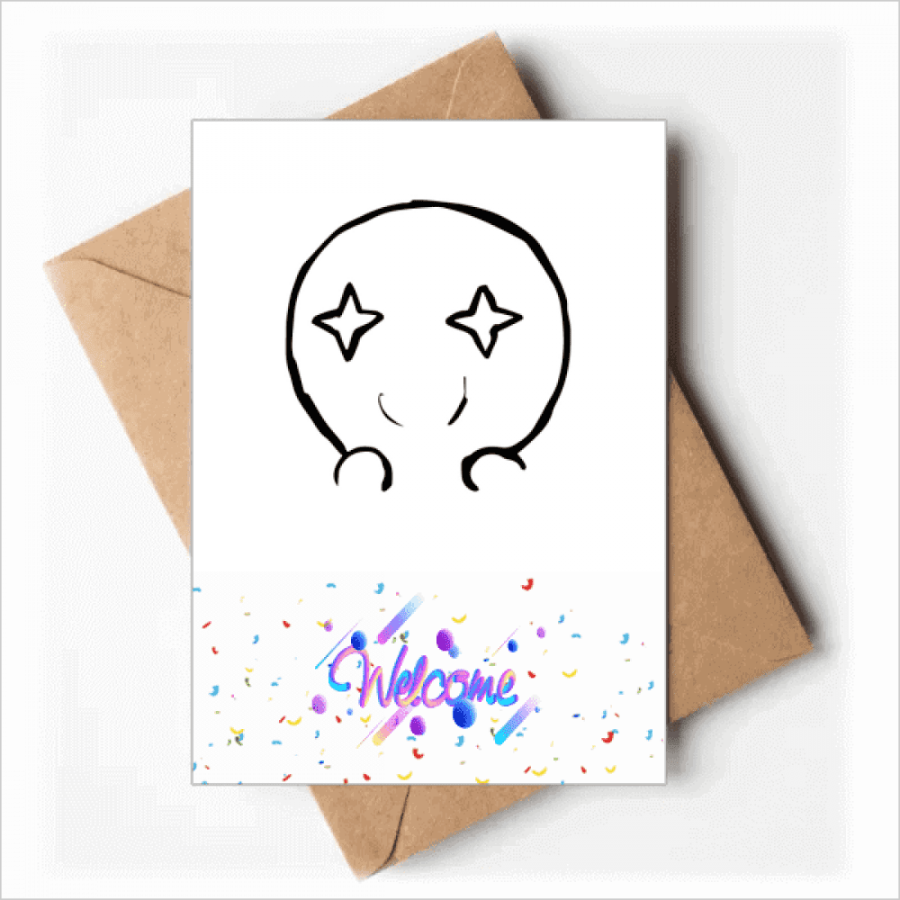 Eyes Shine Black Star Face Cartoon Welcome Back Greeting Cards ...
