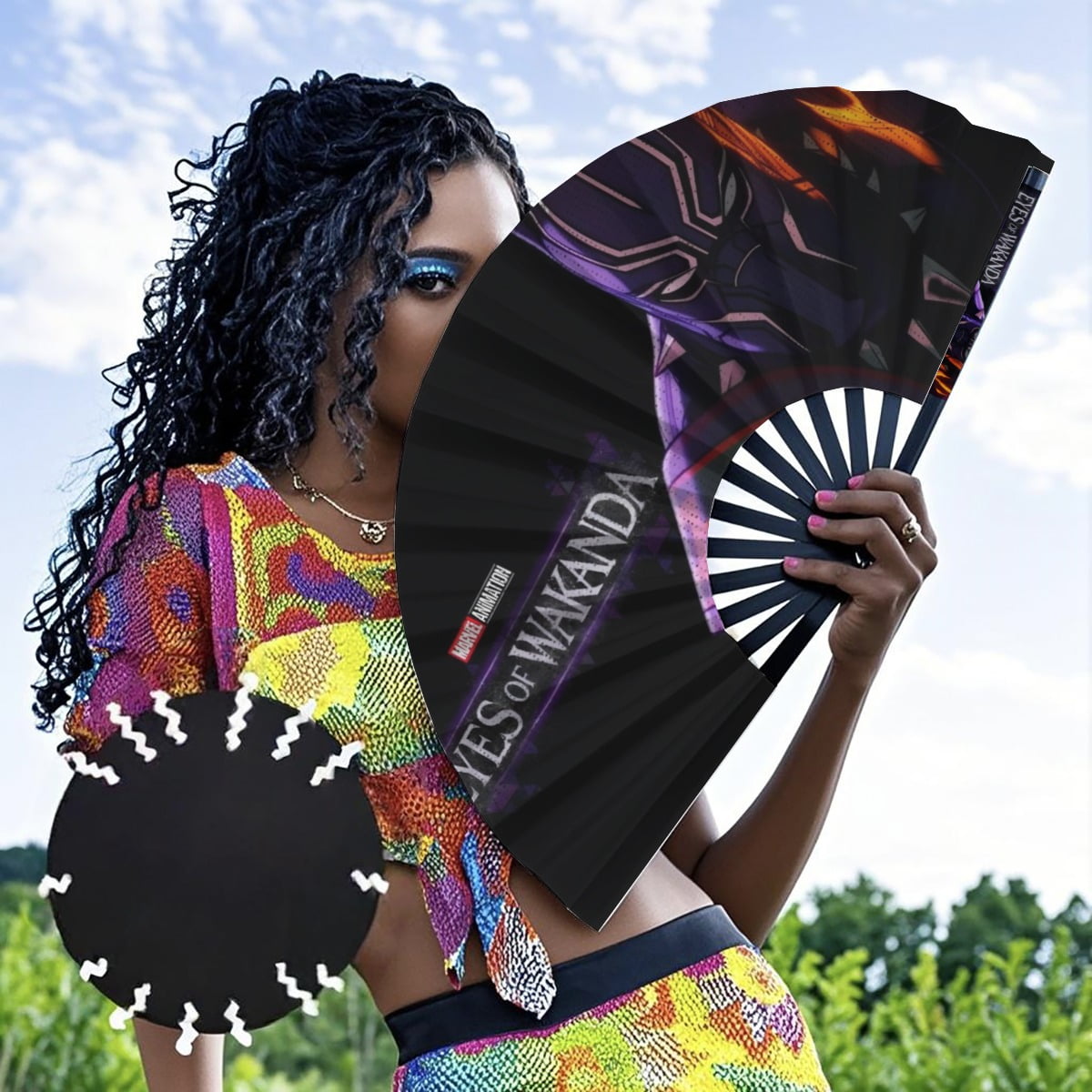 Eyes of Wakanda-theme Folding Fan Chinese Fan Hand Polyester Foldable ...