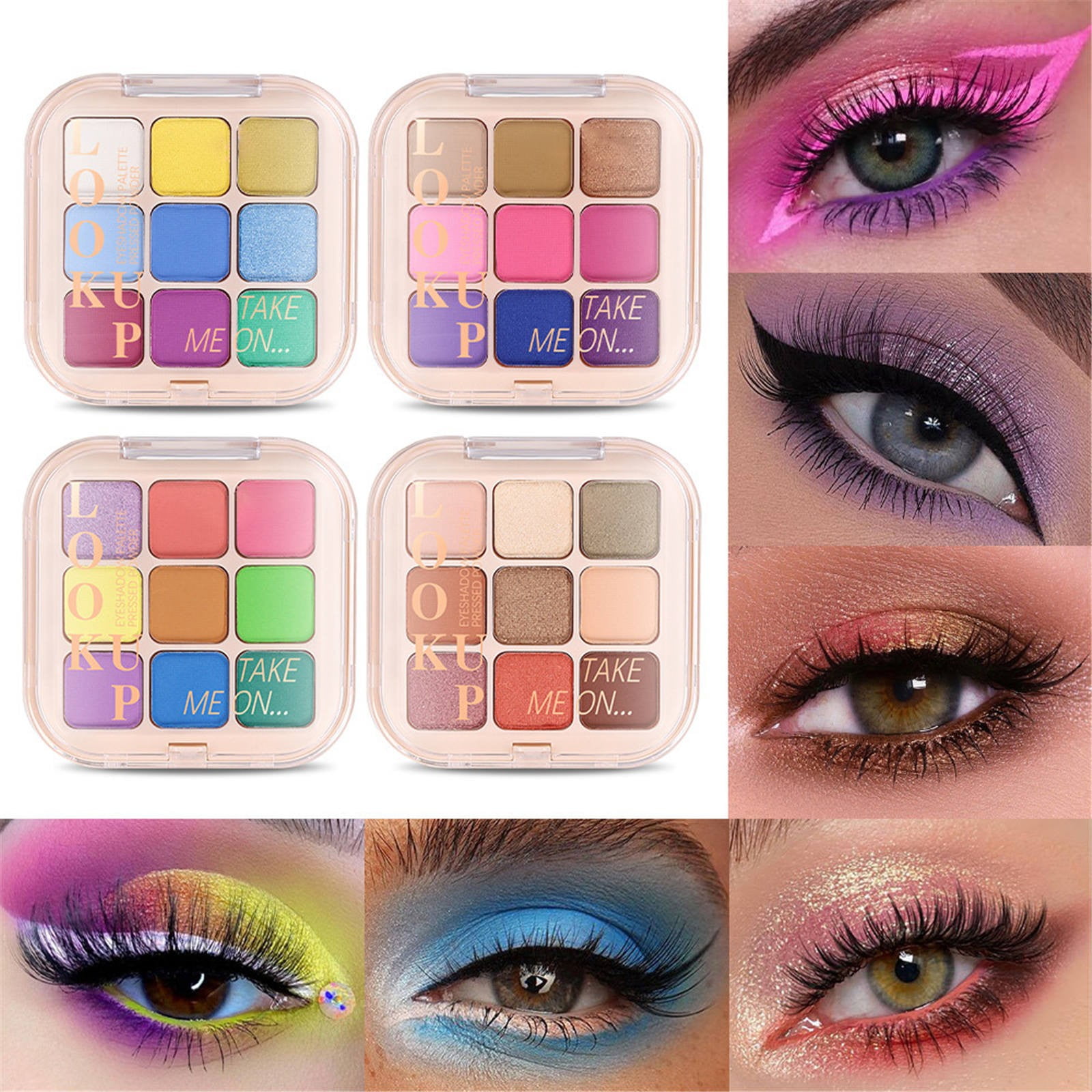 Eyeshadow, 9 Colors Rainbow Eyeshadow Palette, High Pigmented Colorful ...
