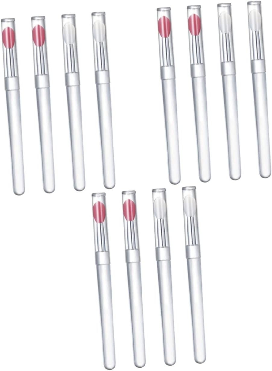 Eyeshadow Brushes 12 Pcs Silicone Lip Brushes Covered Lipstick Brushes ...