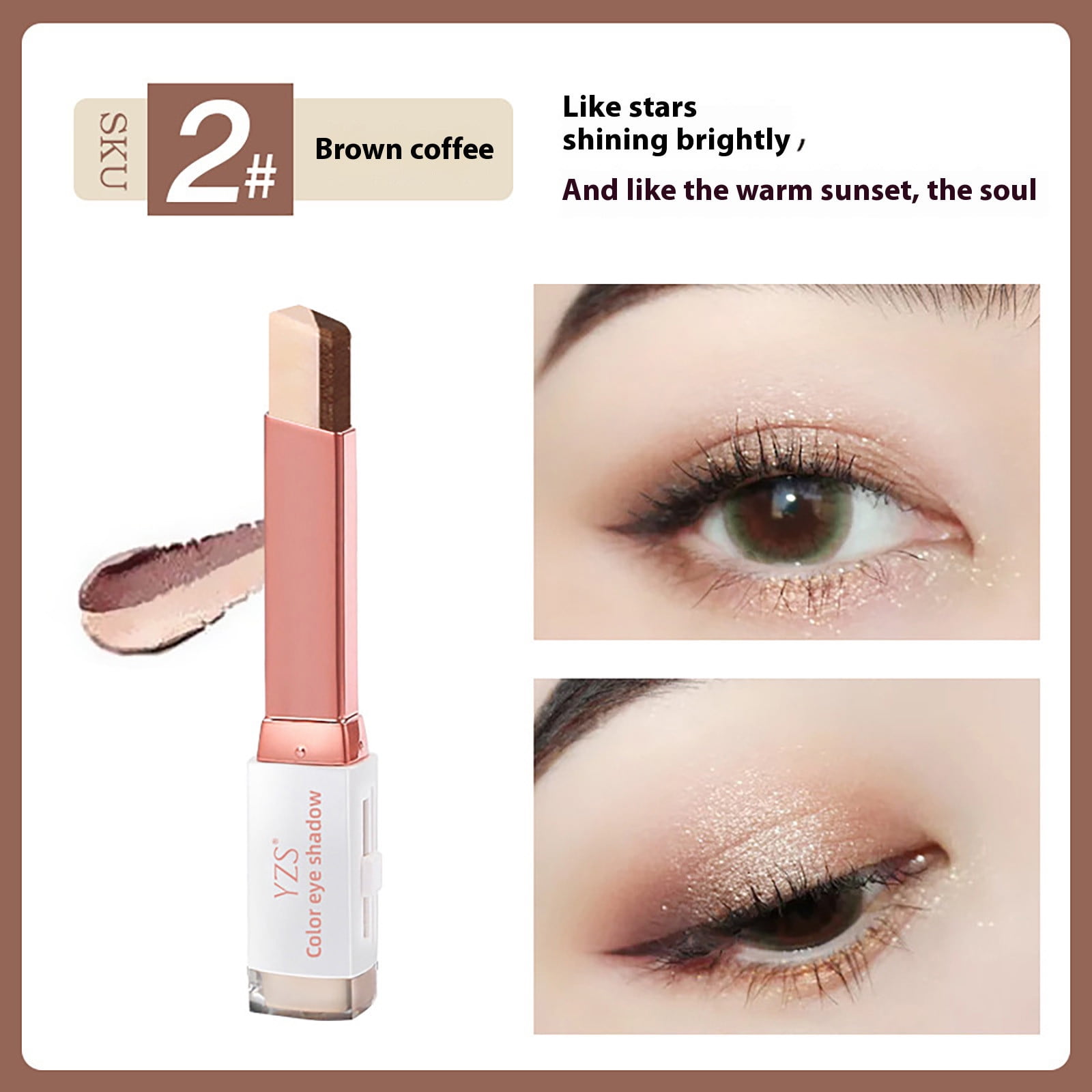 Eyeshadow Stick,6 Colors Two-Tone Shimmer Gradient Eyeshadow Stick ...