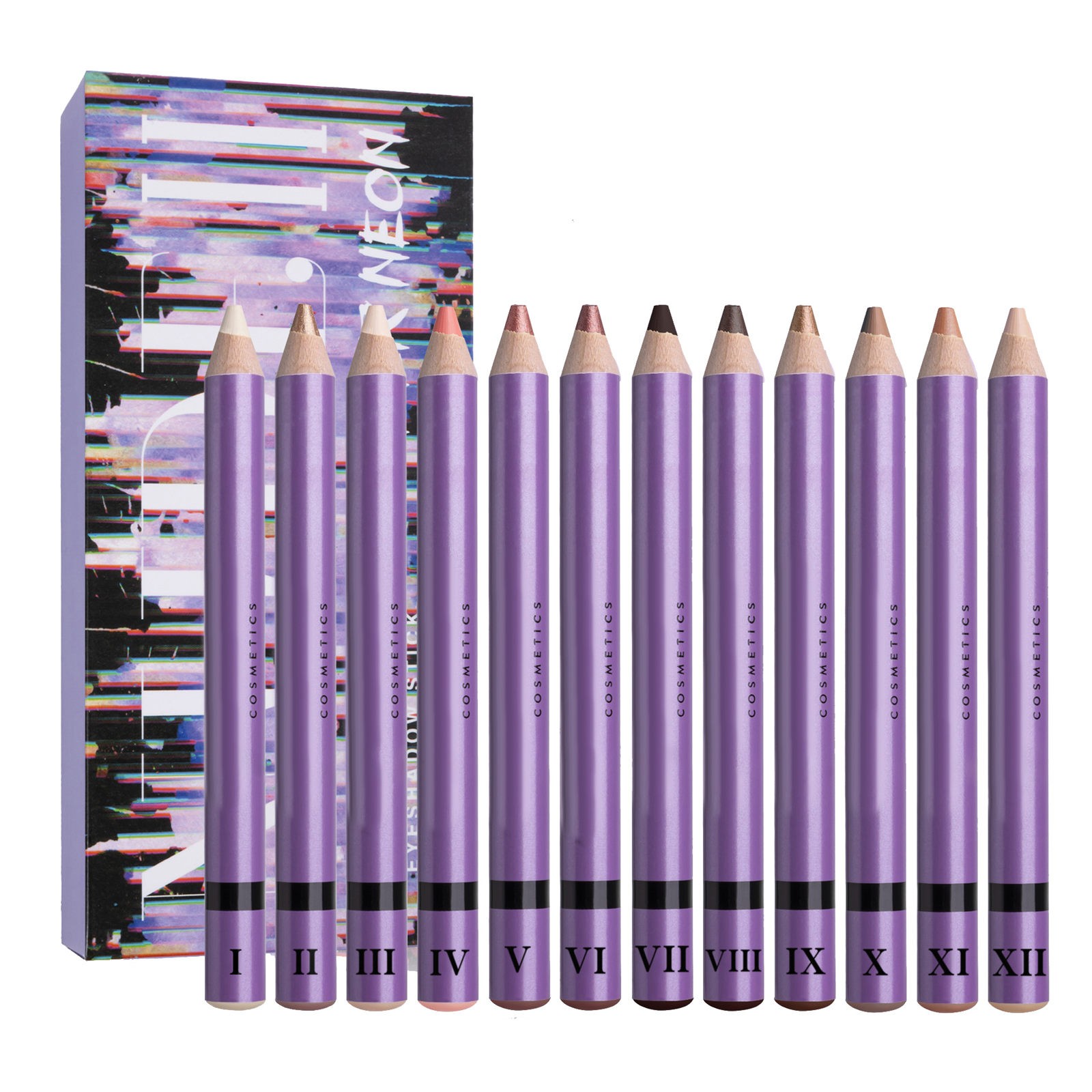 Eyeshadow Wooden Pole 12 Color Pearlescent Shadow Pen Set Non Smudging ...