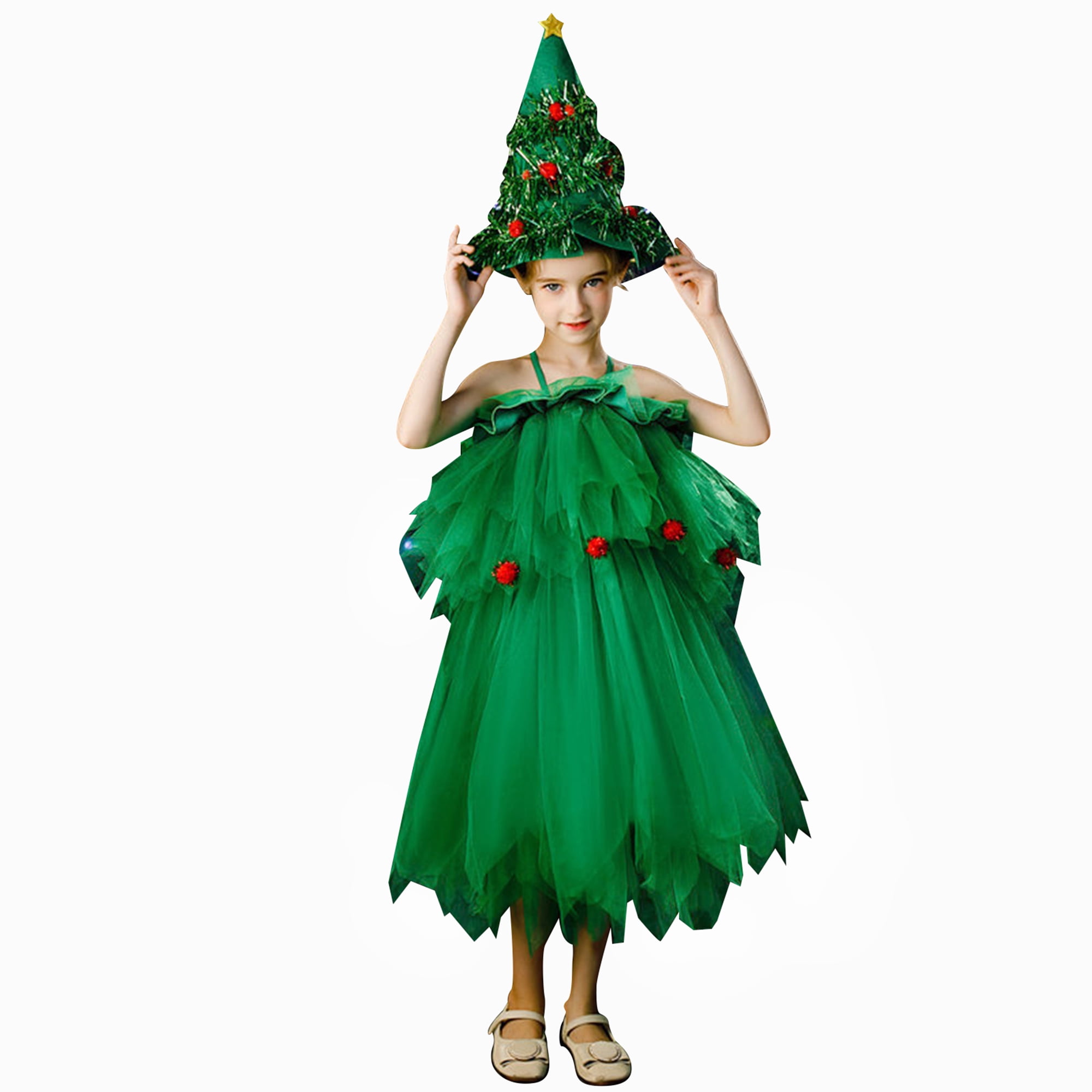 Eyicmarn Cute Girl Christmas Tree Dress Costume, Sleeveless Tulle Dress ...