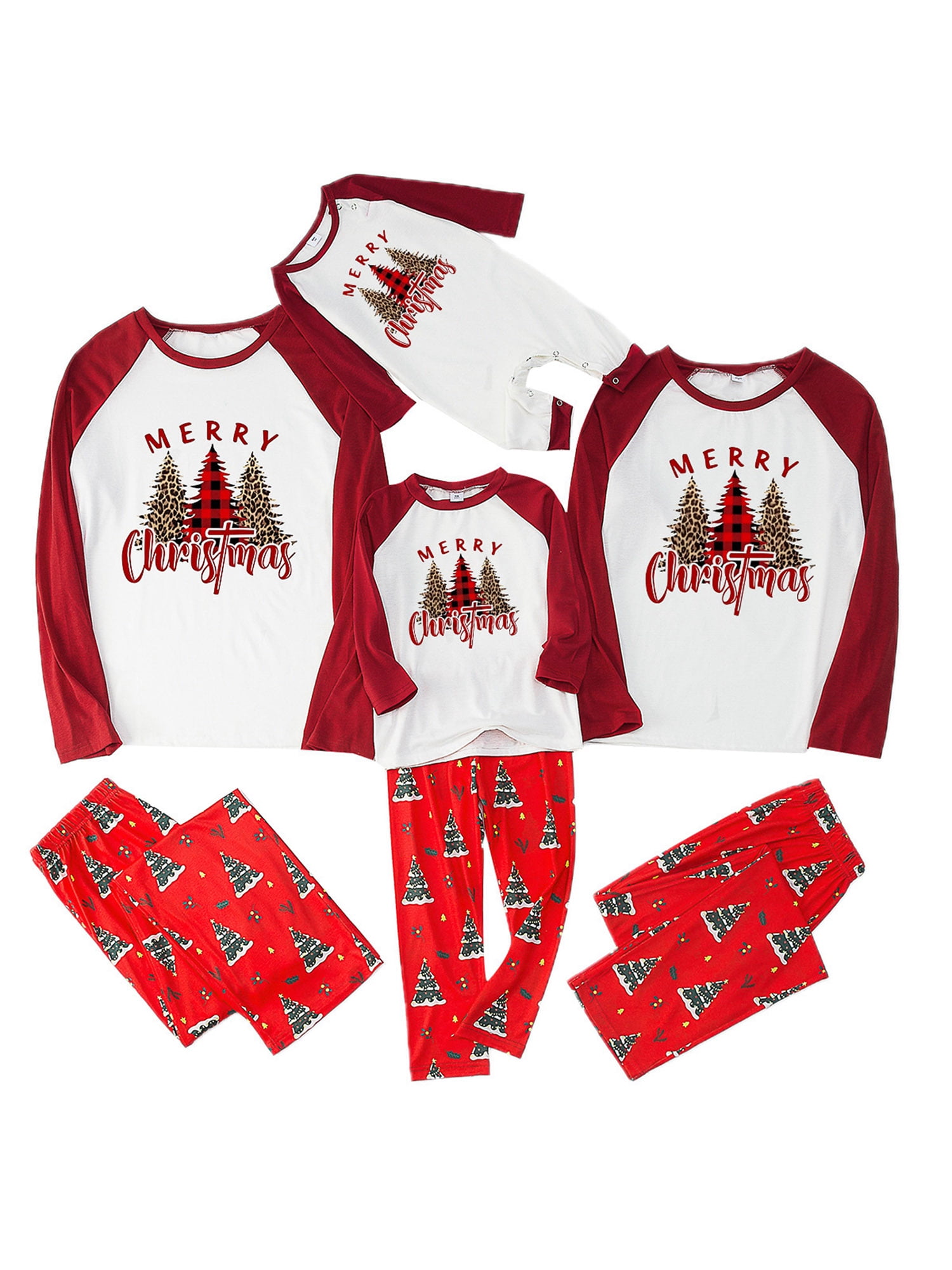 Eyicmarn Family Matching Pajamas Christmas Tree Letters Print Raglan ...
