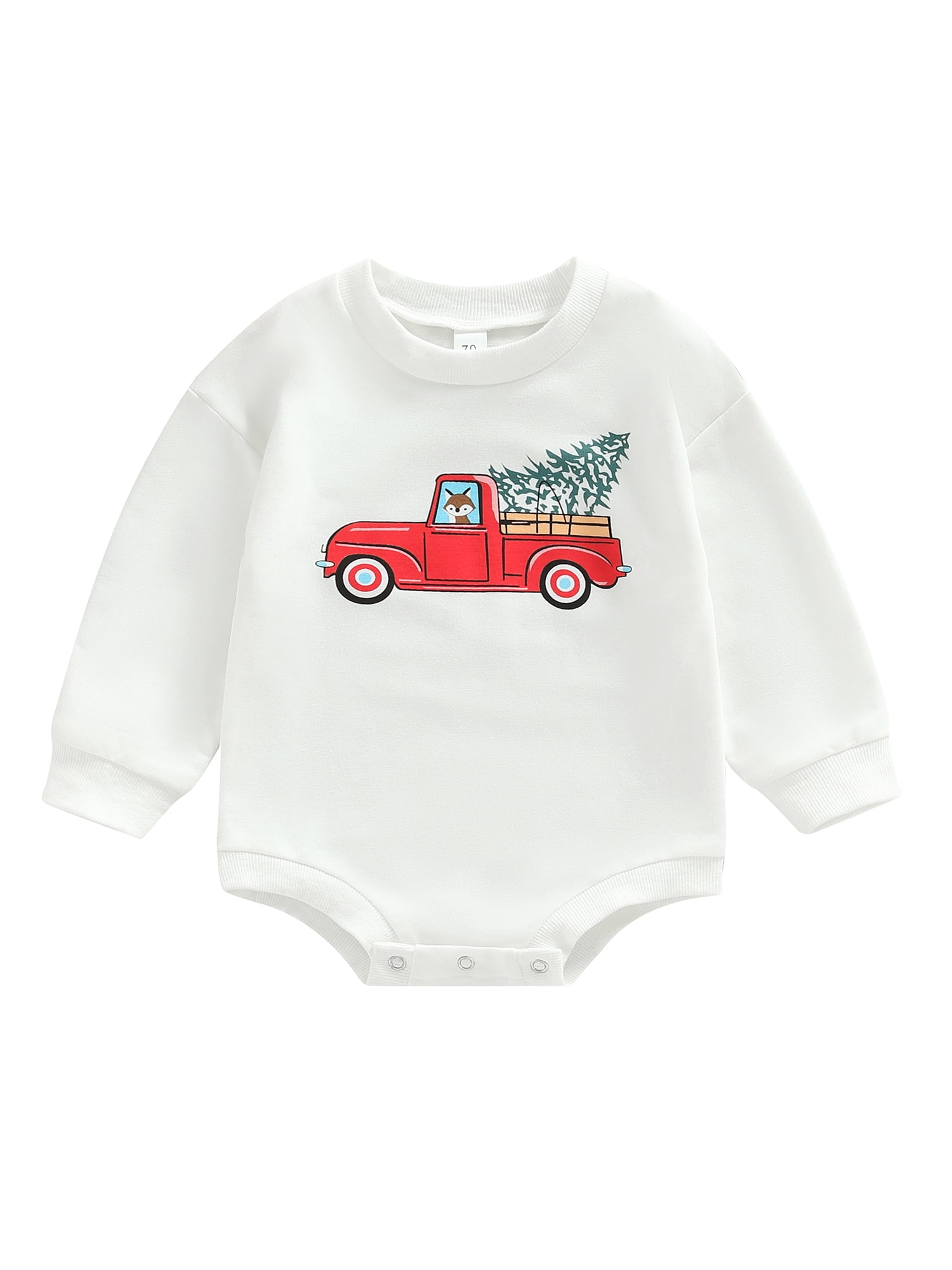 Eyicmarn Kid Boy Girl Romper, Long Sleeve Round Neck Cartoon Car Tree ...