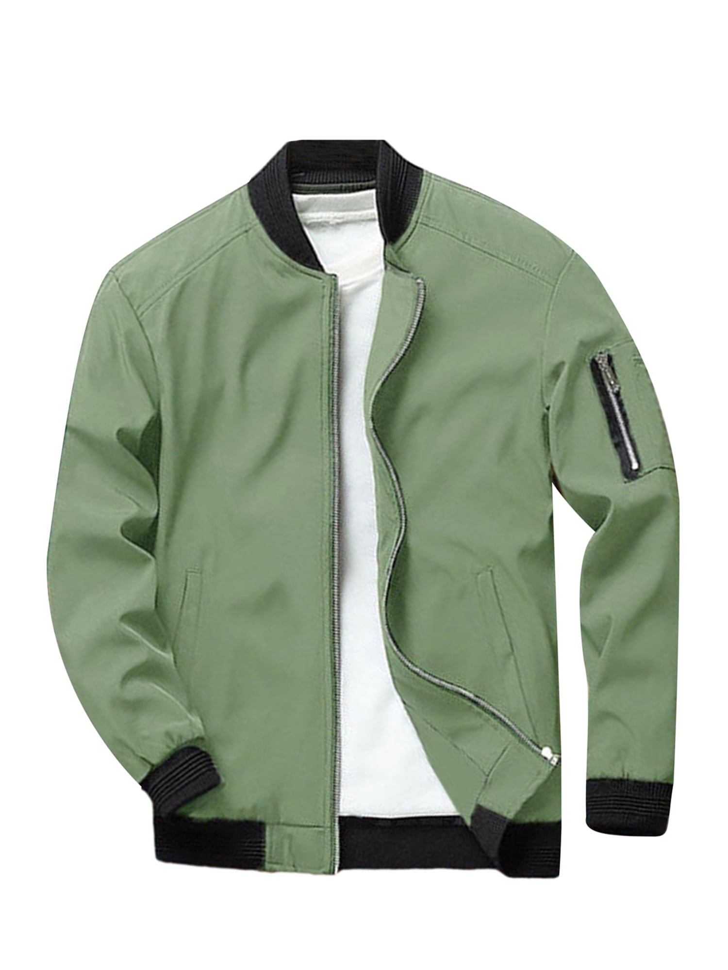 Eyicmarn Men's Bomber Jackets Solid/Contrast Color Stand Collar Long ...