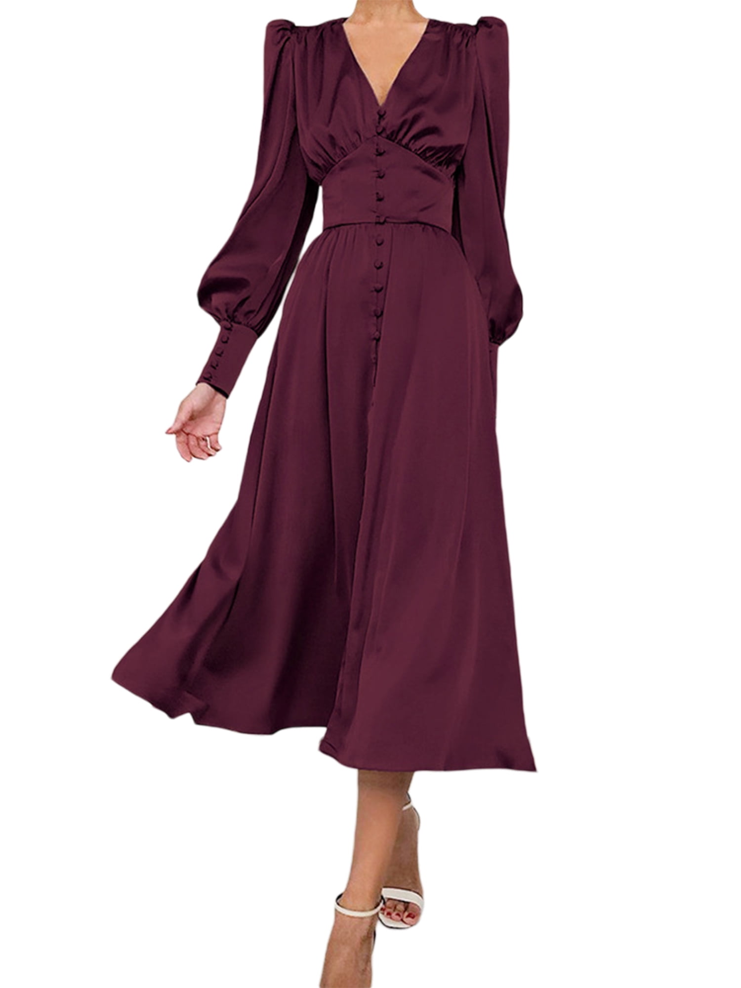Eyicmarn Women Elegant Sheath Dresses Evening Party Formal Long Bishop ...