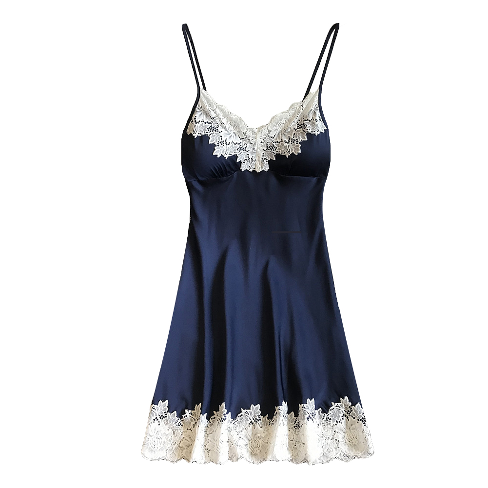 Eyicmarn Women Sleepwear Dress, Kimono Robe Satin Nightgown, Lace Night ...