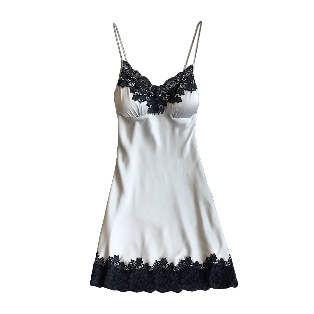 Eyicmarn Women Sleepwear Dress, Kimono Robe Satin Nightgown, Lace Night ...