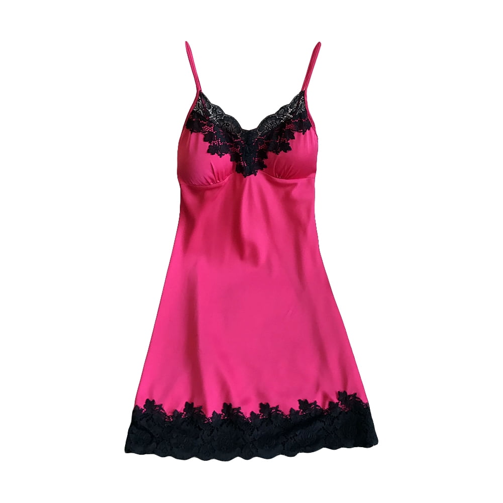 Eyicmarn Women Sleepwear Dress, Kimono Robe Satin Nightgown, Lace Night ...