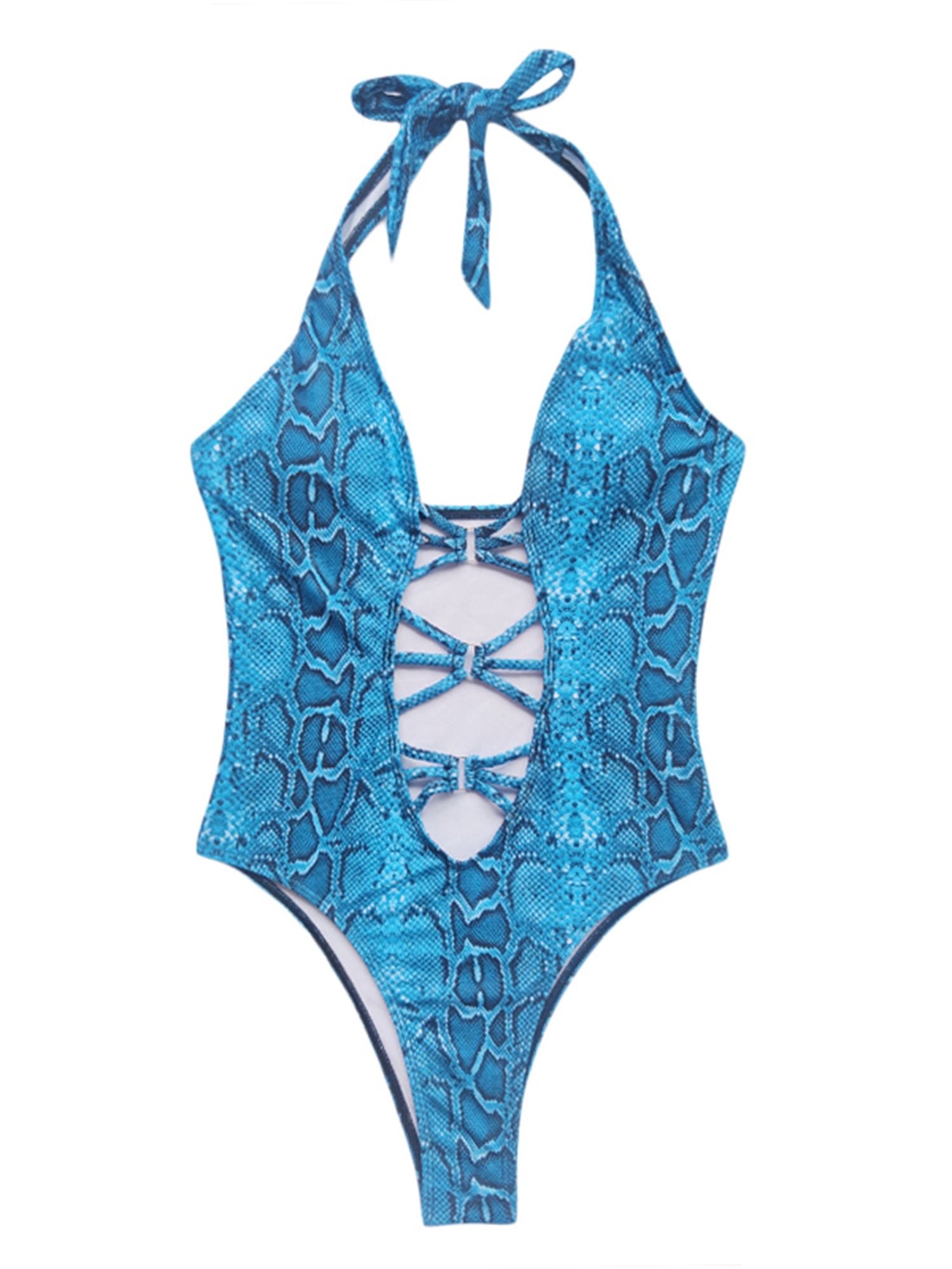 Eyicmarn Women's One Piece Bikini Snake Print / Solid Halter Low Cut ... Eyicmarn Women's One Piece Bikini Snake Print / Solid Halter Low Cut ...