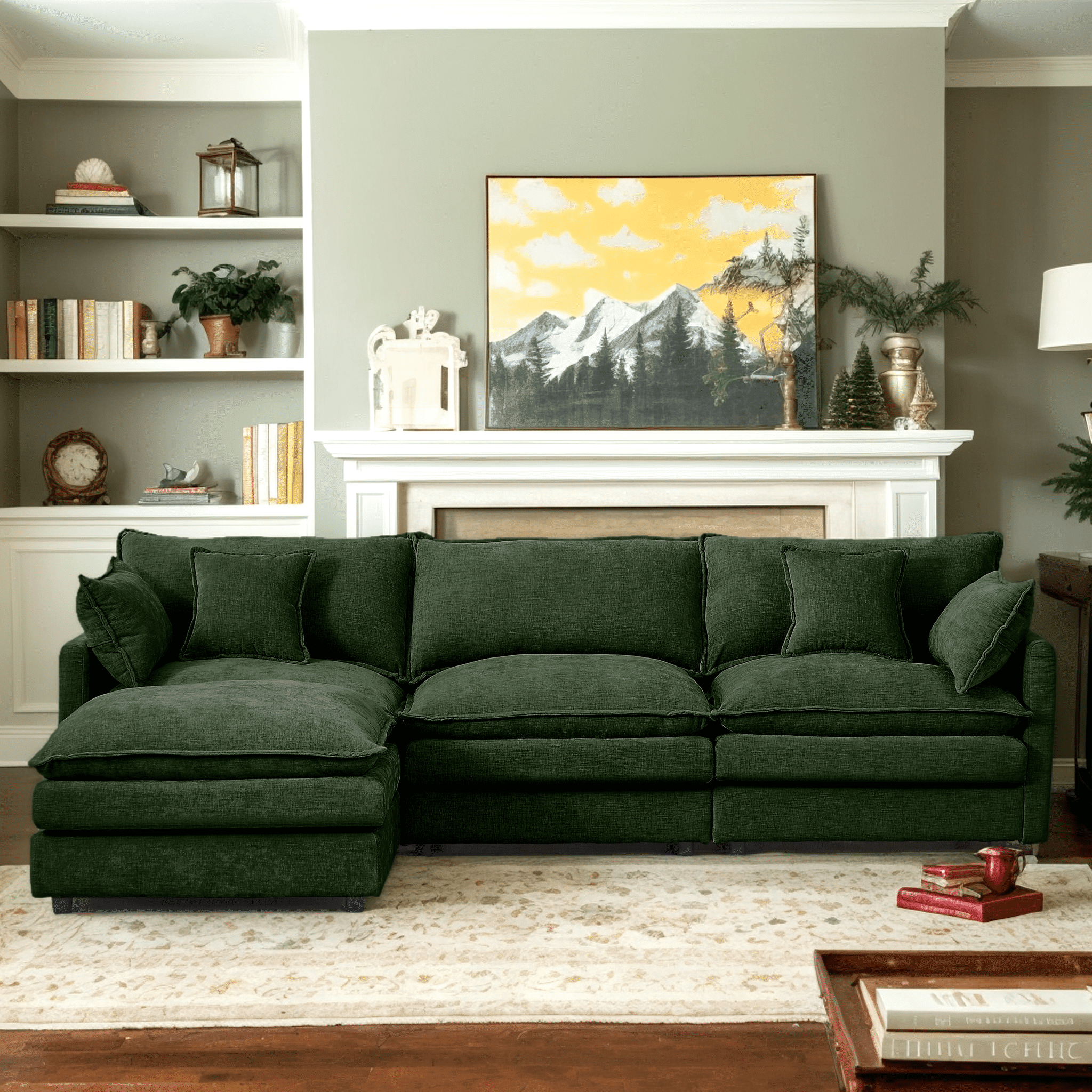 Eyisean 102" Chenille Modular Sectional Sofa with Ottoman, 3-Seater L ...