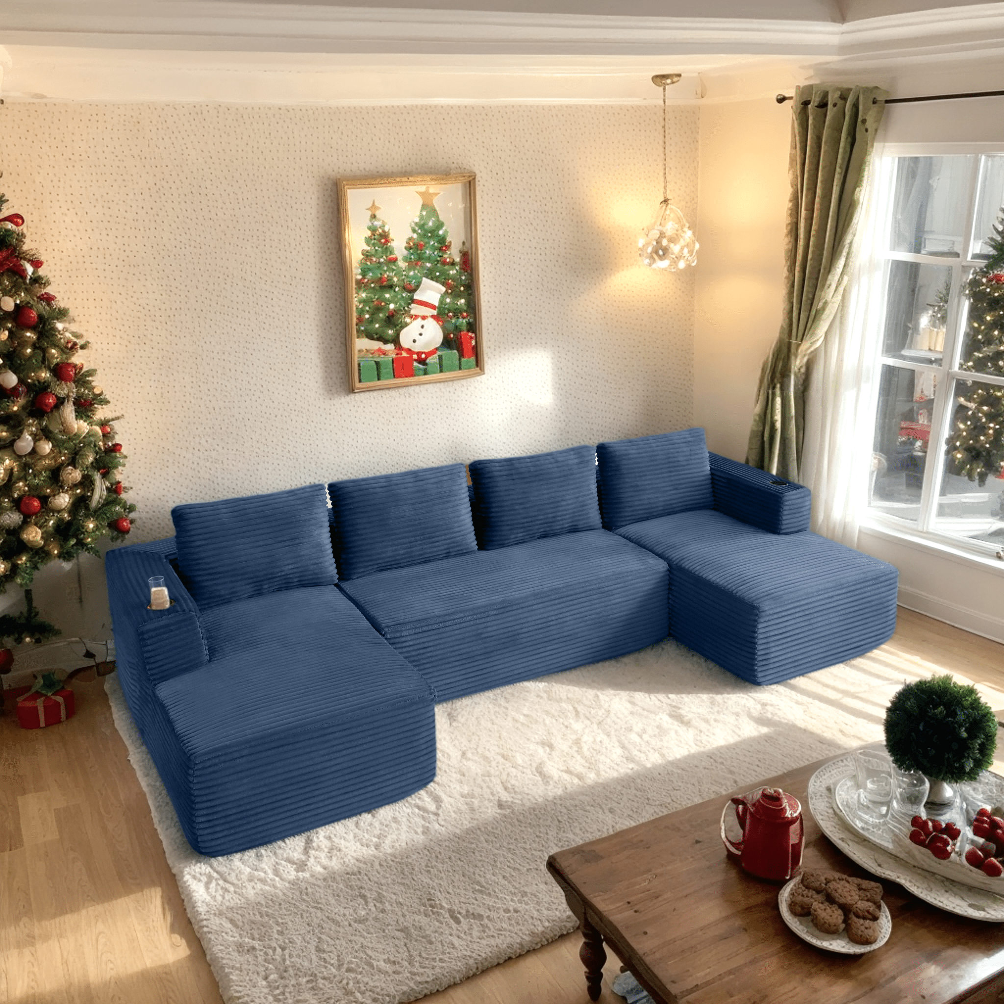 Eyisean 132" Oversized U-Shape Boneless Cloud Sectional Couch, Modular ...