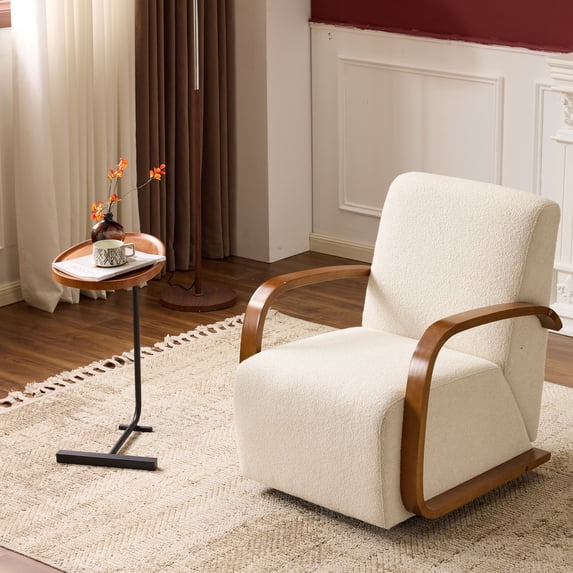 Eyisean 26.77" Linen Blend 360° Swivel Accent Chair, Durable Single ...