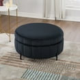 Eyisean 31.5" Velvet Upholstered Round Ottoman, Modern Storage Stool ...