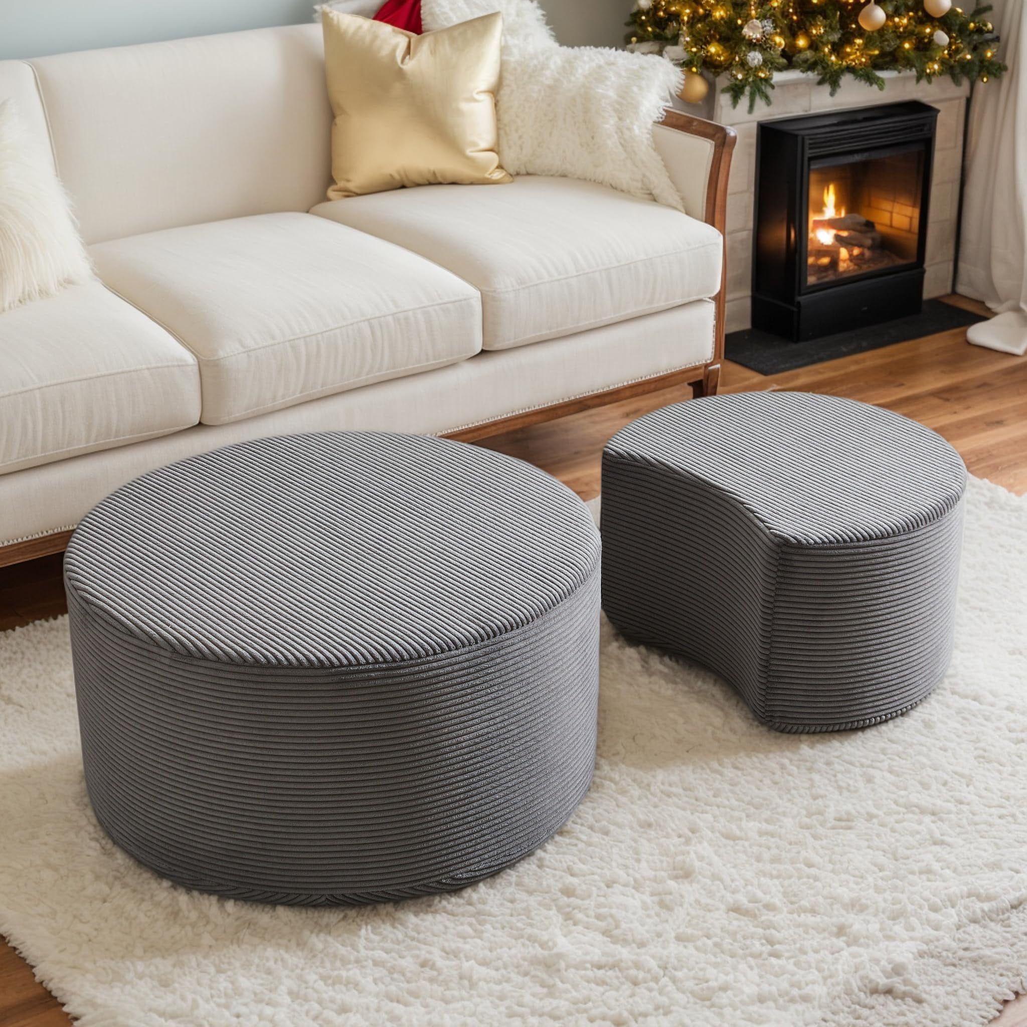 Eyisean 50" Modern Nesting Coffee Table Set of 2, Upholstered Round ...