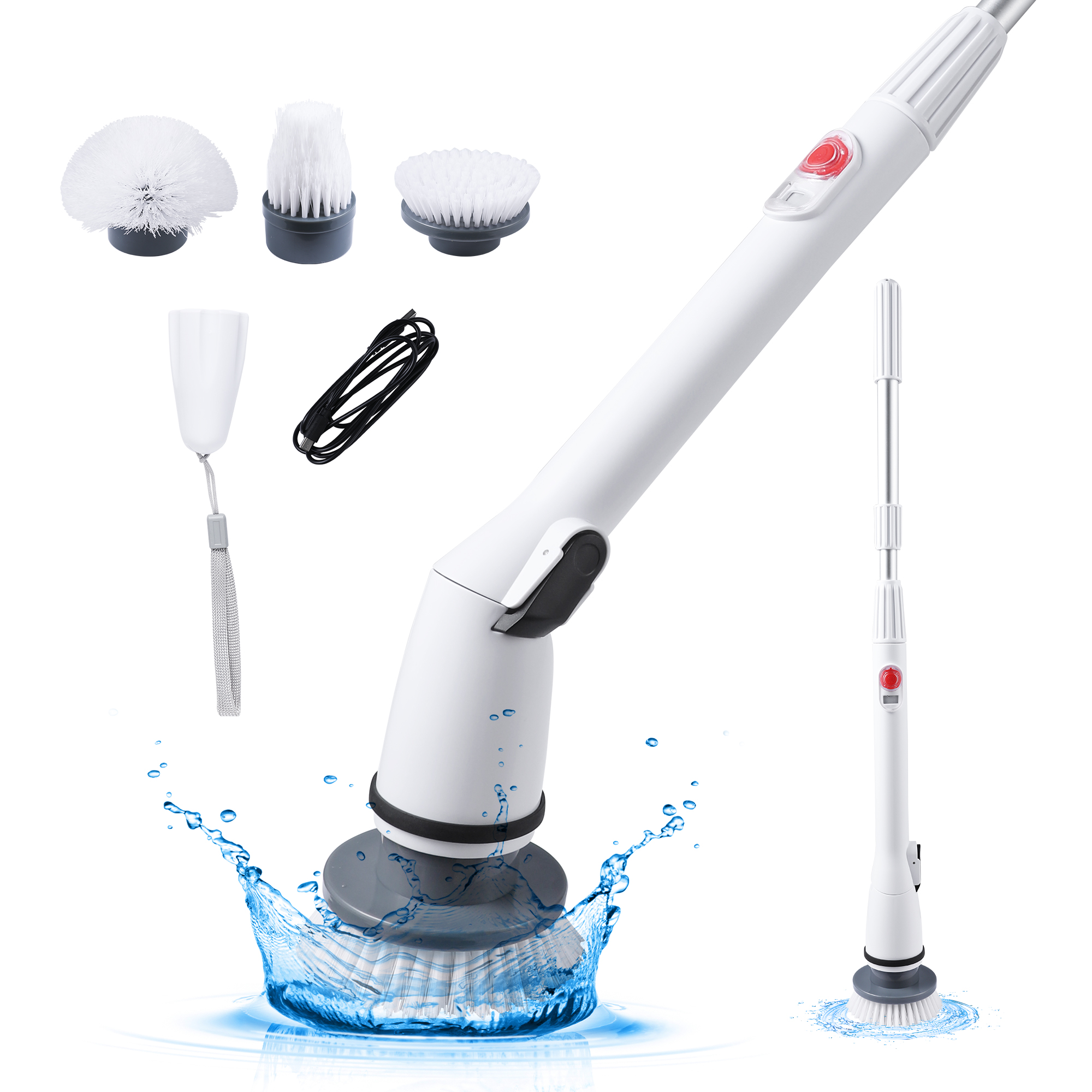 Electric Spin Scrubber 360 Cordless Bathroom Cleaning Brush with 4 ...