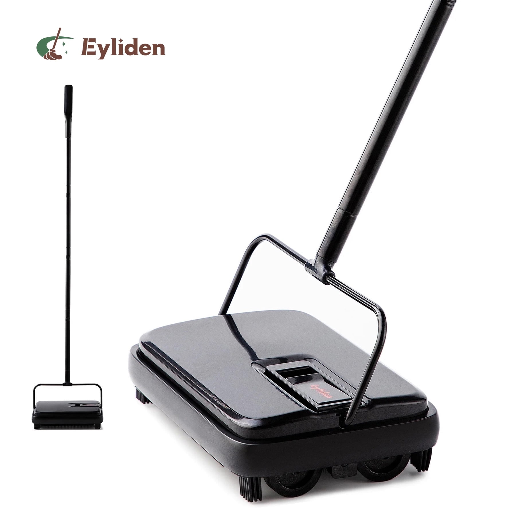Eyliden Hand Push Carpet Sweeper, Non-Electric, Black for Carpet ...