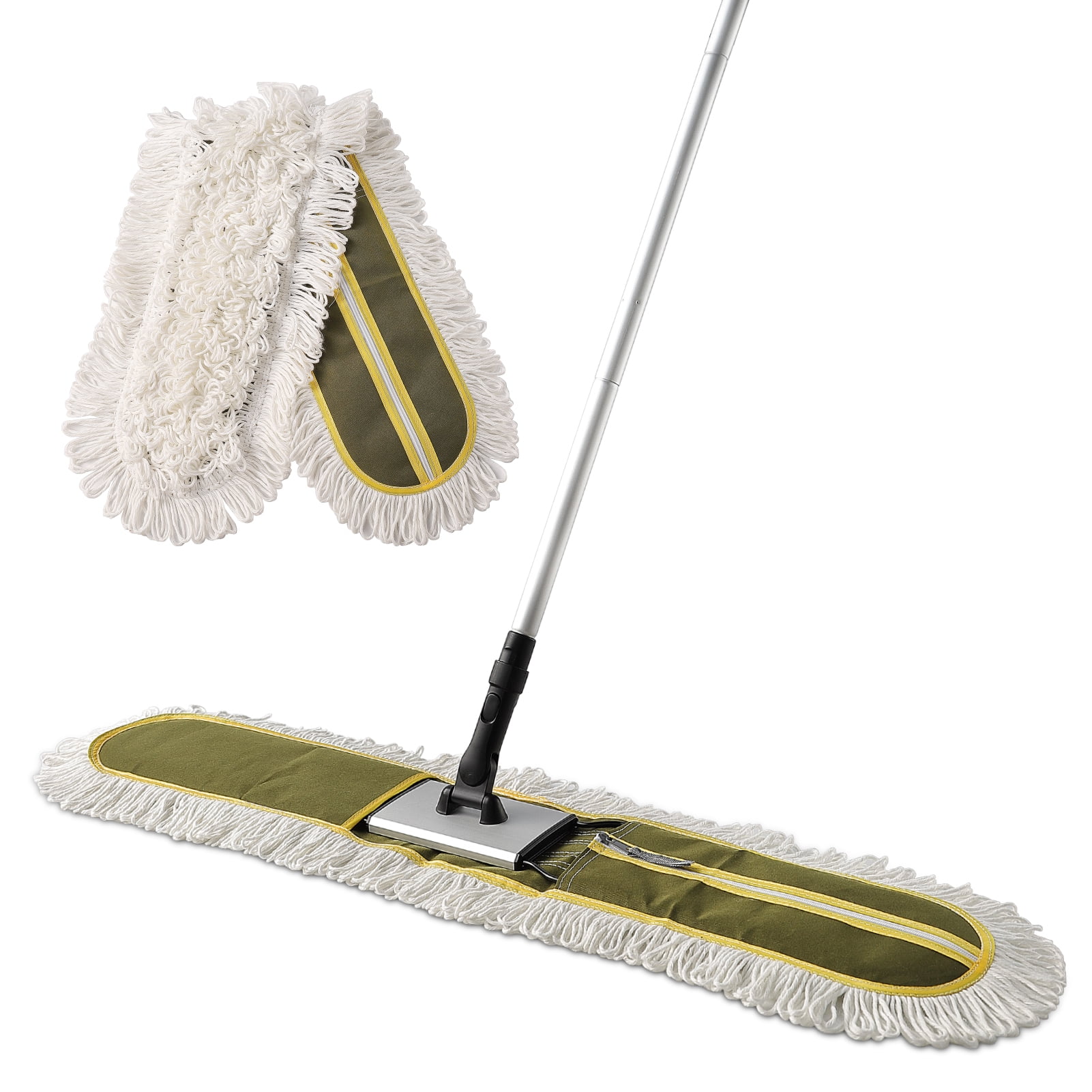Eyliden Commercial Cotton Mop, 59 Inch Handle, 2 Microfiber Pads, Ideal ...
