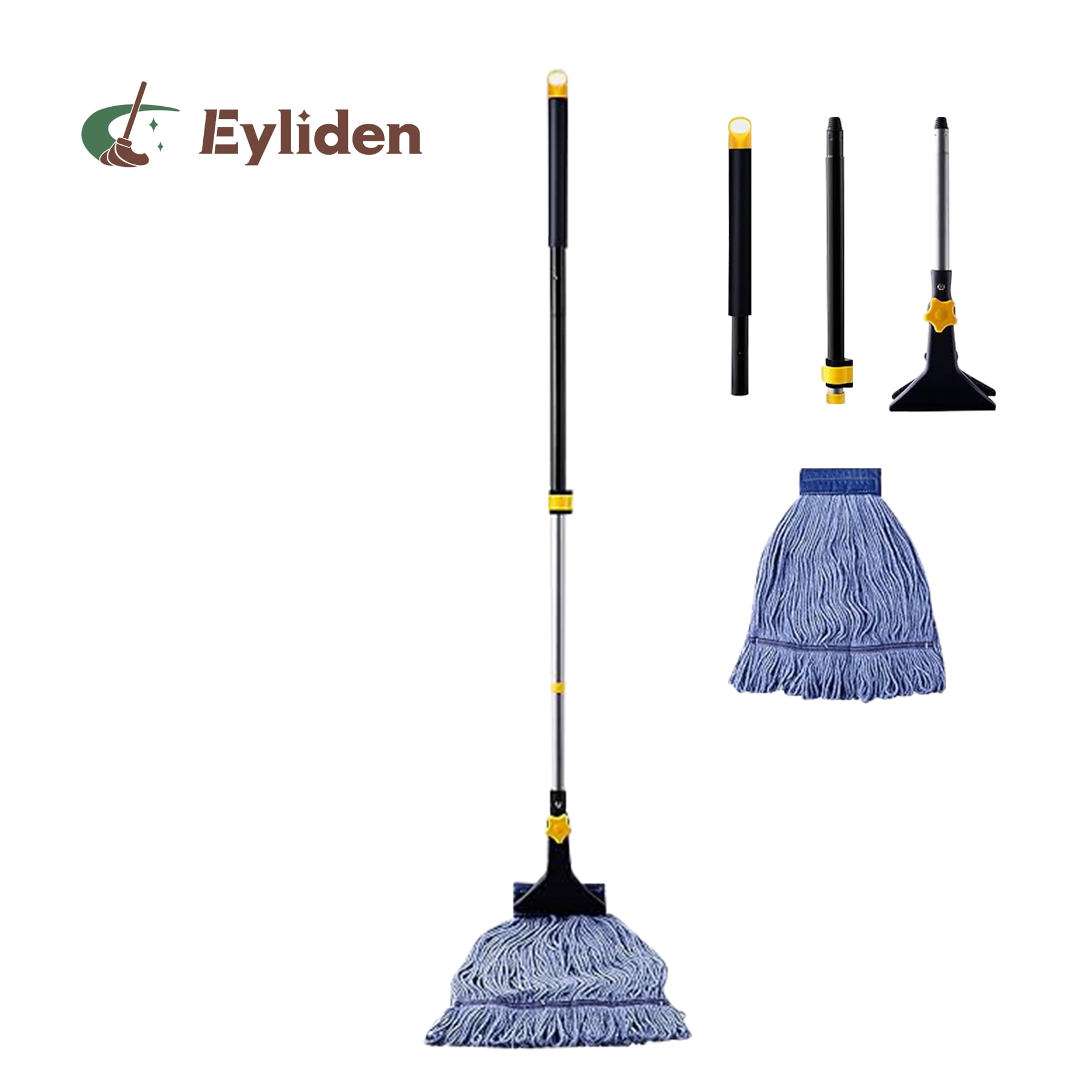 Eyliden Industrial Grade Cotton Mop with 52in Iron Handle, Jaw Clamp ...