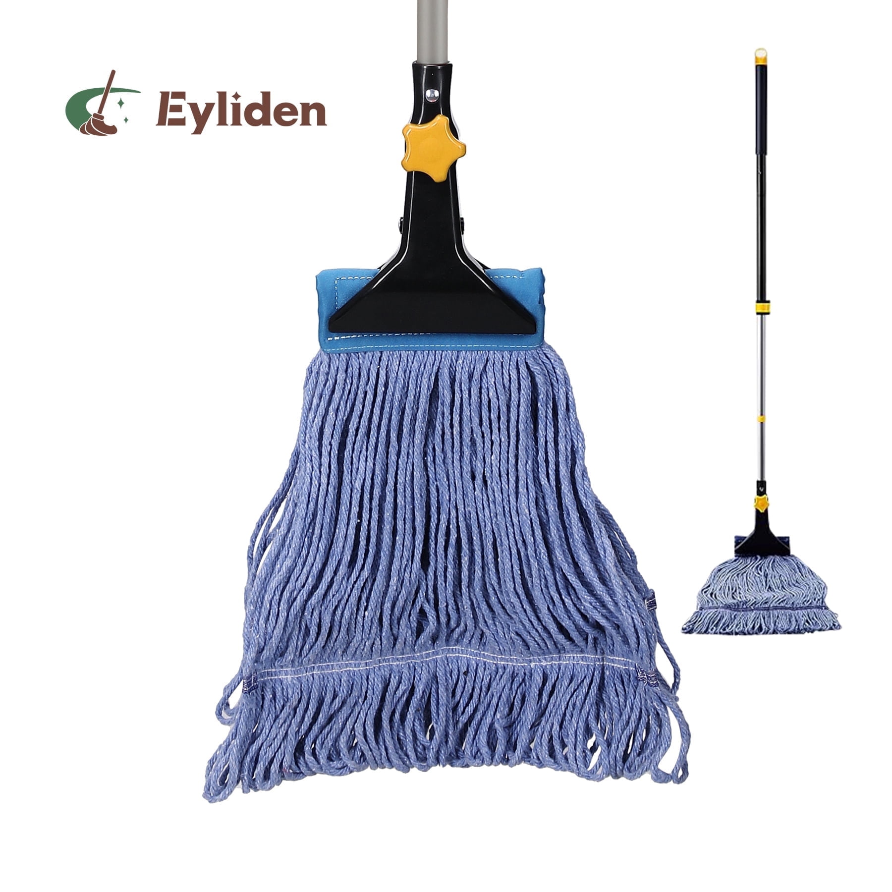 Eyliden Cotton Mop Heavy Duty Wet Floor Mop with Loop-End String, 52 ...