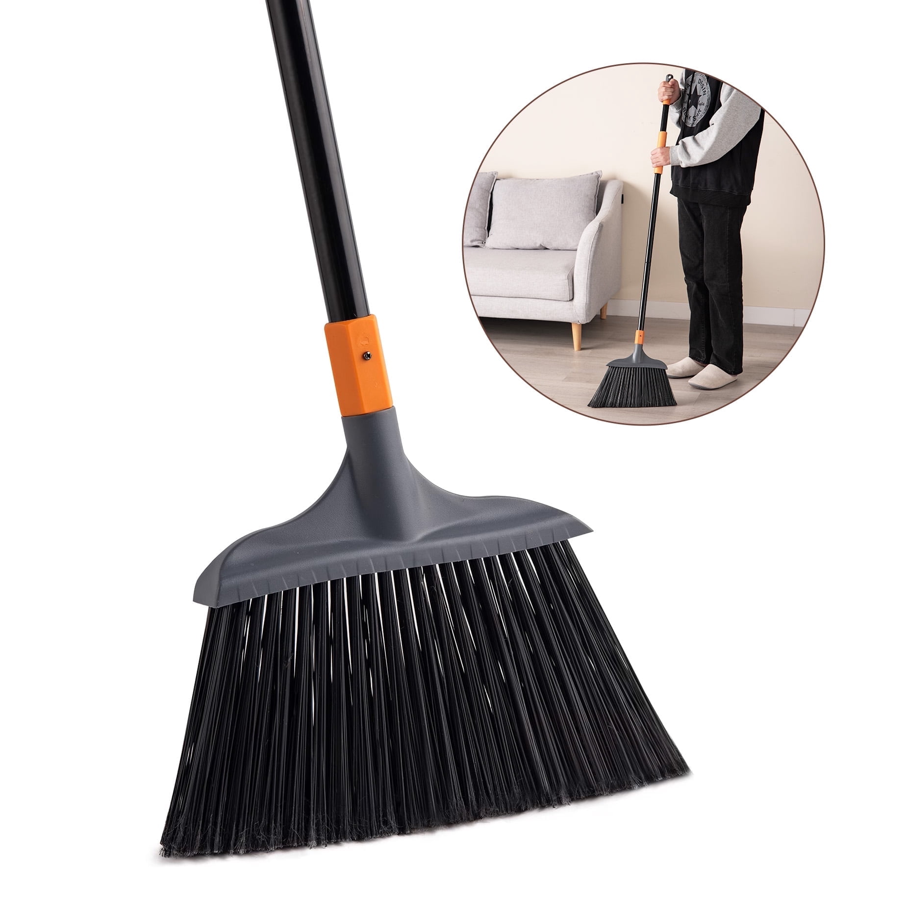 Eyliden Heavy Duty Outdoor Broom with Comfort Grip - 54.3" Sturdy ...