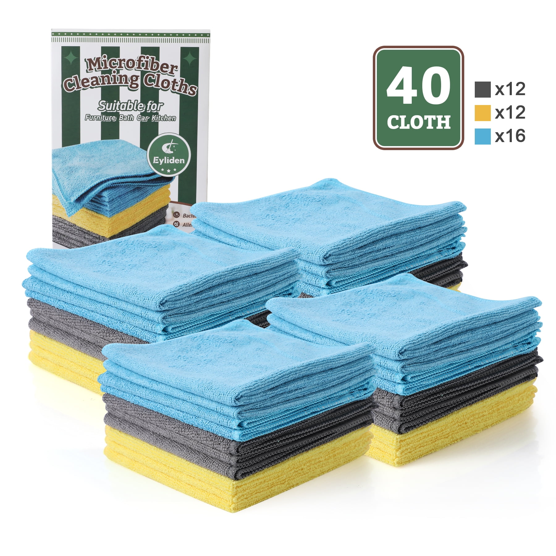 Eyliden Microfiber Cleaning Cloths Pads for Kitchen, Furniture ...
