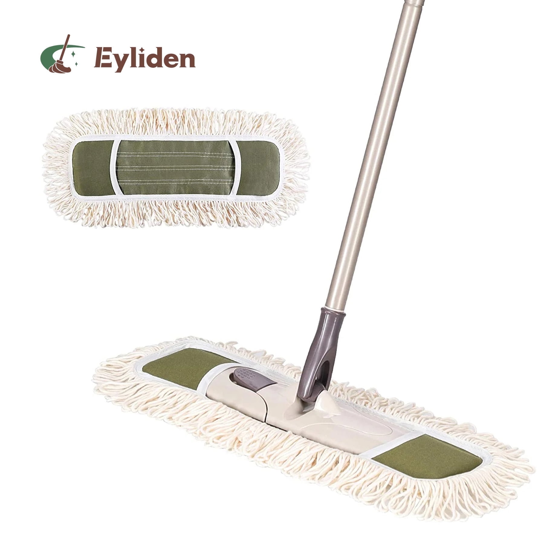 Eyliden Dust Mop with 2 Washable Microfiber Pads for Wet & Dry Floor ...