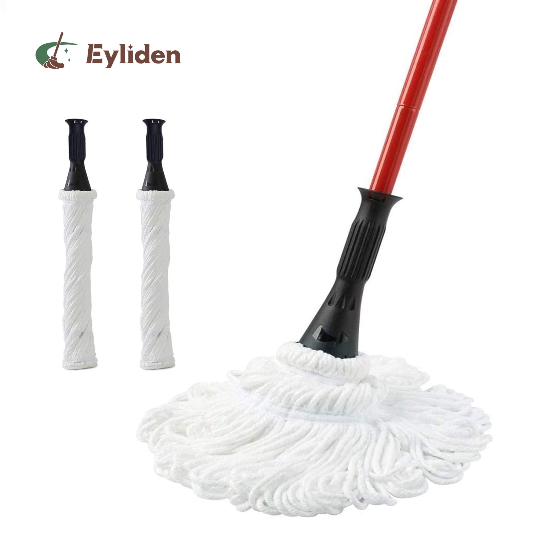 Eyliden Microfiber Twist Mop for Cleaning, 57.5 in Red Handle Long ...