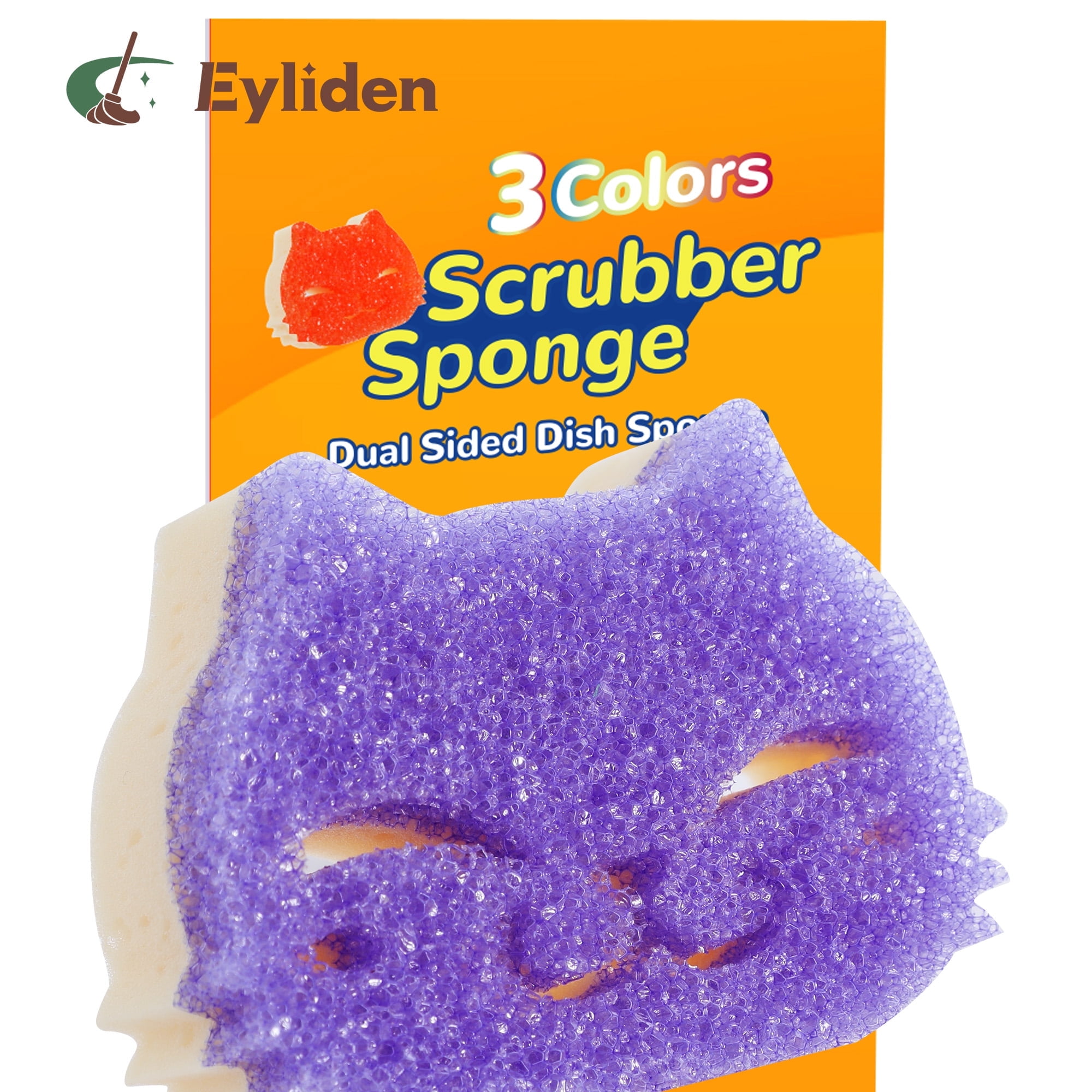 Eyliden Smiley Scrubber Sponge, Temperature-Transformed Dual-sided ...