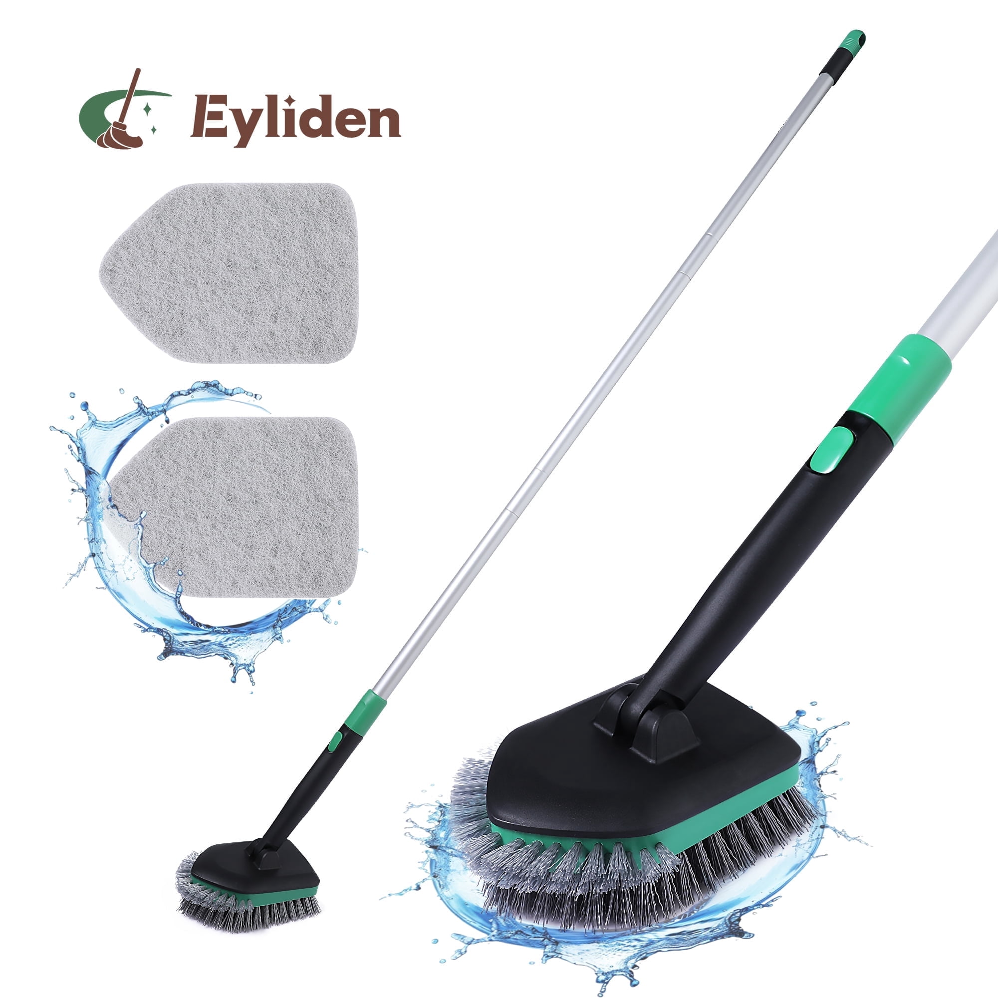Eyliden Extendable Scrub Brush with Scouring Pads, Black, New, 53" Long ...