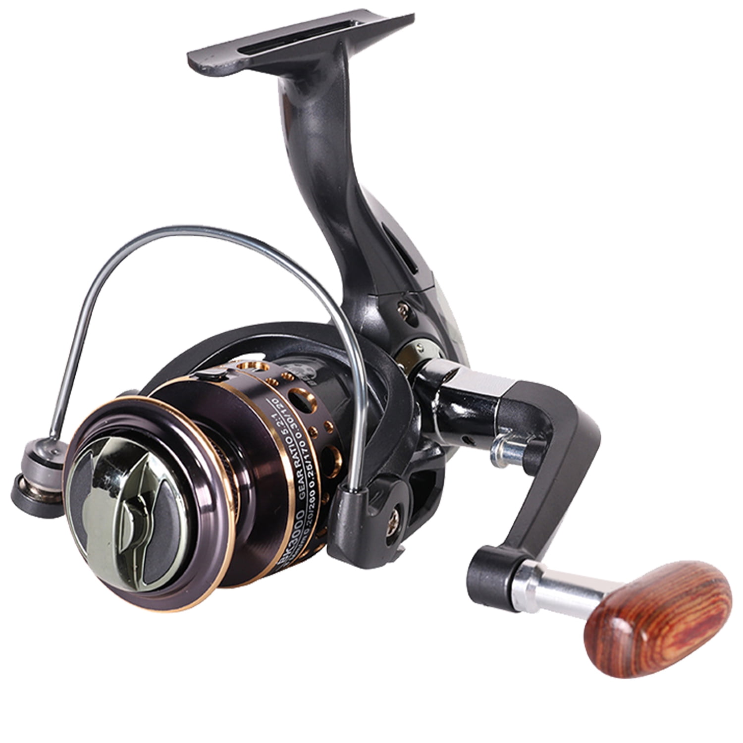 Eyotto Metal Fishing Reel with Wooden Handle, One-handed Reel Outdoor ...