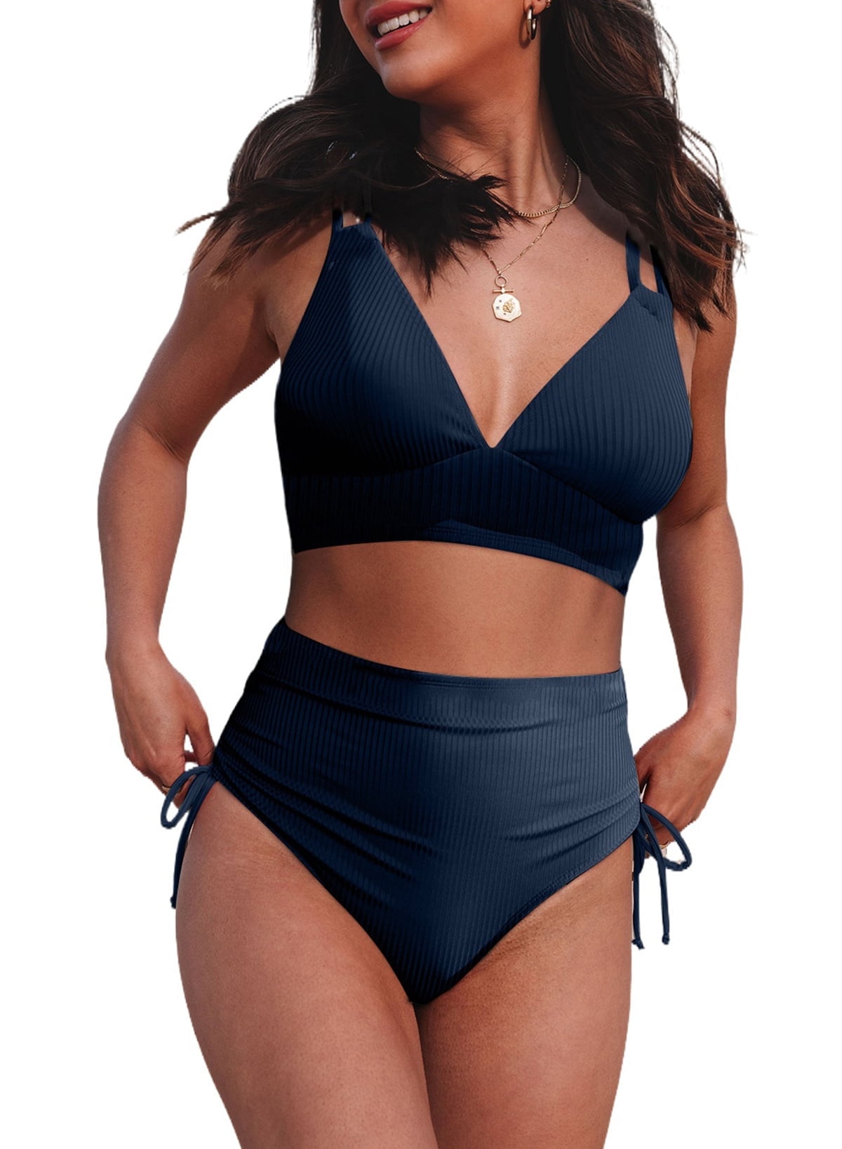 Eytino Bikinis For Women High Waisted Bikini Sets Swimsuit Ribbed V