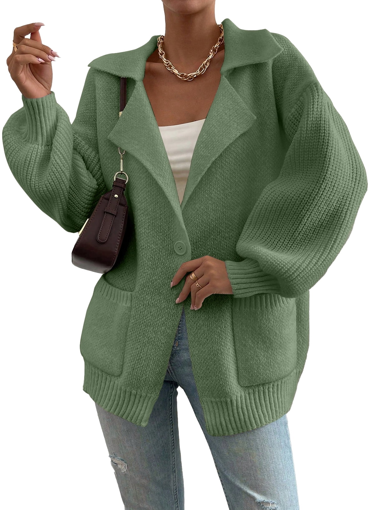 Eytino Womens Cardigans Sweaters for Women Knit Open Front Cardigan V ...