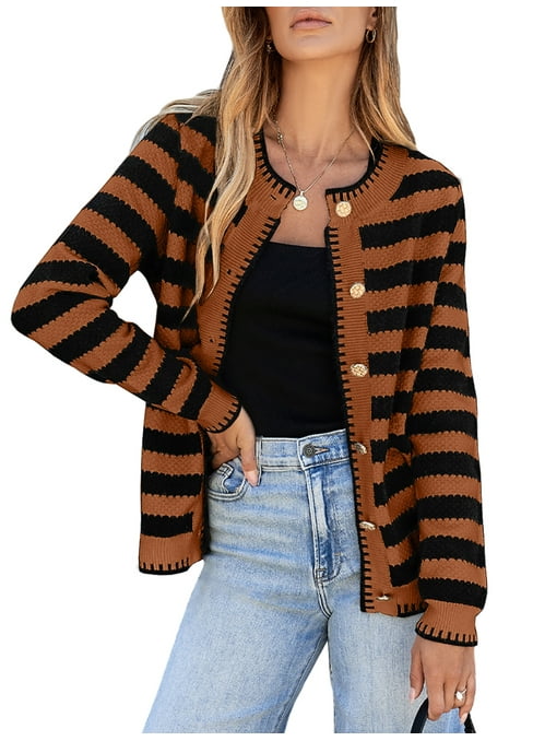 HOWCOME Women's Lightweight Cardigan, 3/4 Sleeve Open Front, Casual ...