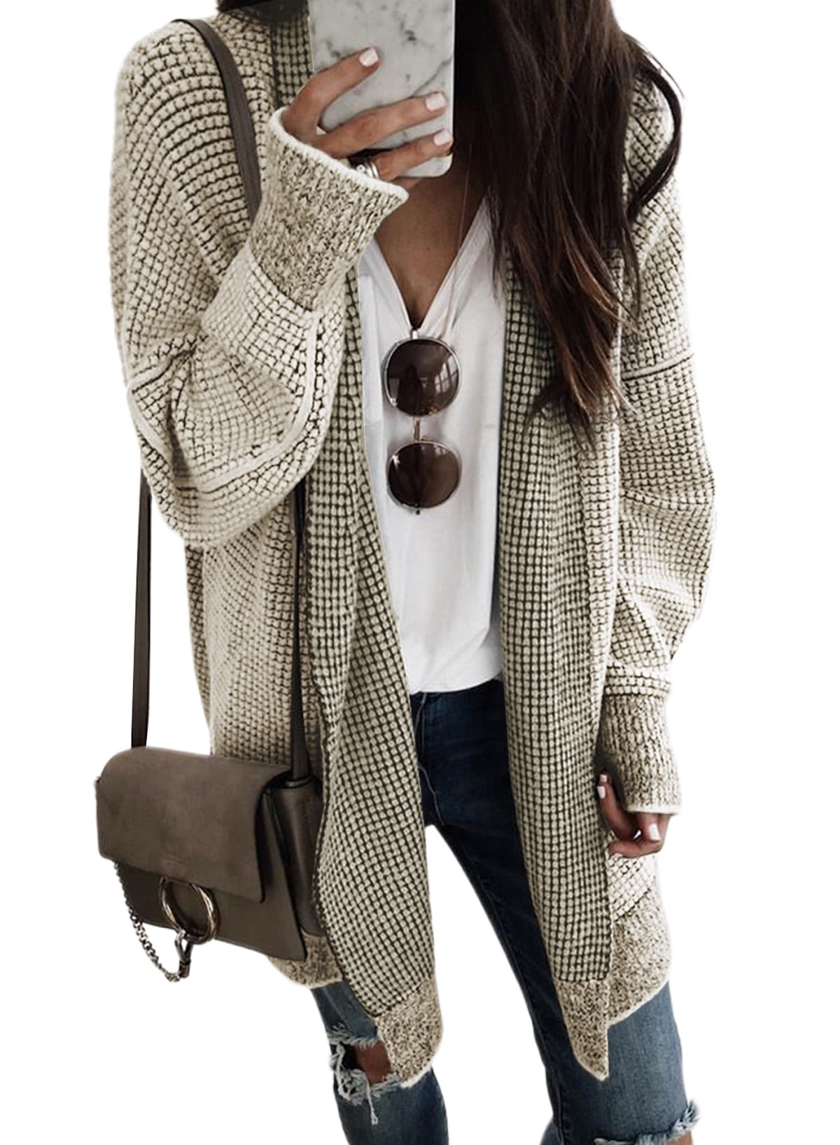 Eytino Cardigans for Women Sweater 2024 Fall Long Sleeve Open Front ...