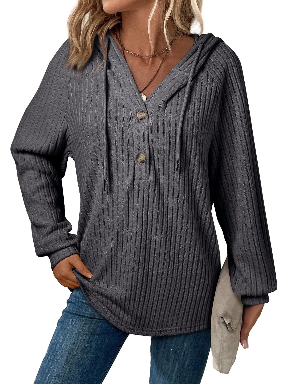 Eytino Women’s Hoodie Hooded Women Sweatshirt Casual Long Sleeve V Neck ...