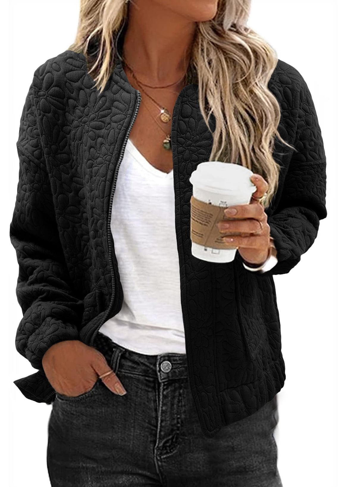 Eytino Women's Bomber Jacket Lightweight Zip Up Jackets Casual Jackets ...