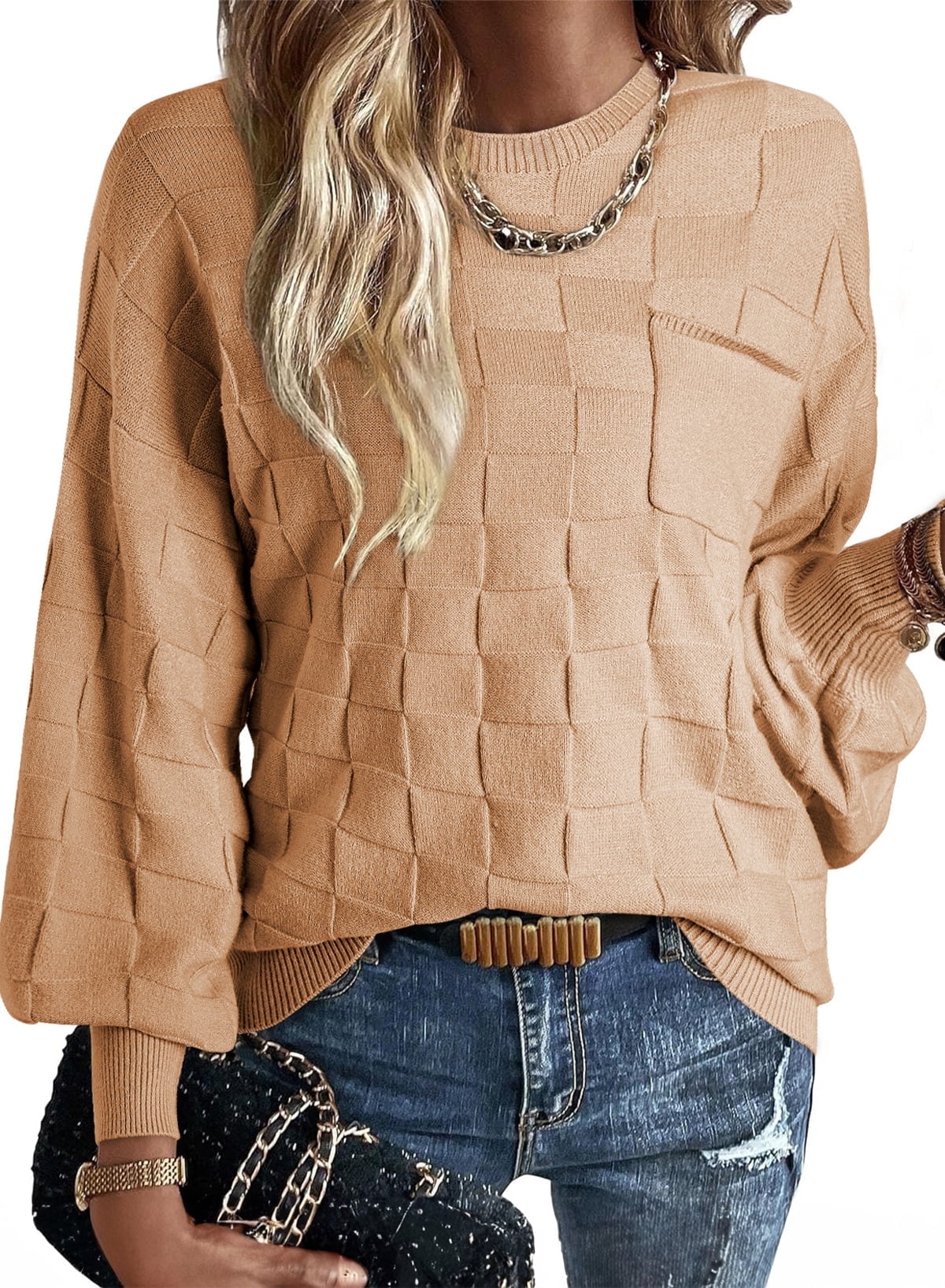 Eytino Lightweight Sweaters for Women Fall Sweater 2024 Casual Crewneck ...