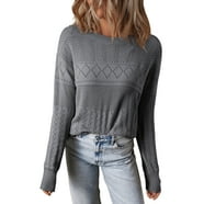 Eytino Sweaters for Women V Neck Sweater Lightweight Crochet Sweater ...