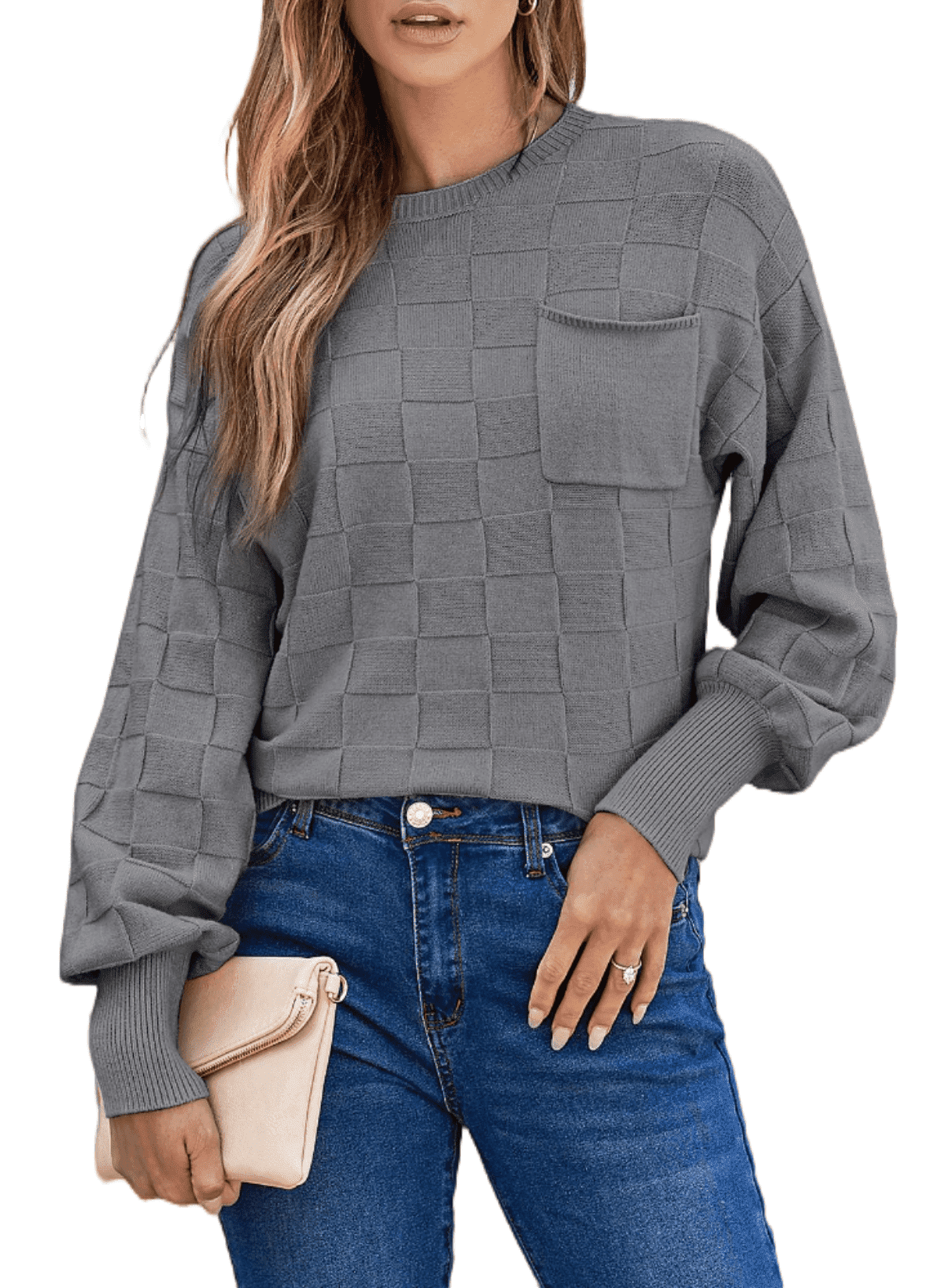 Eytino Sweaters for Women Casual Crewneck Long Sleeve Sweaters ...